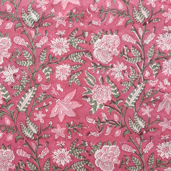 Pure Cotton Jaipuri Dusky Pink With Flower Jaal Hand Block Print Fabri ...