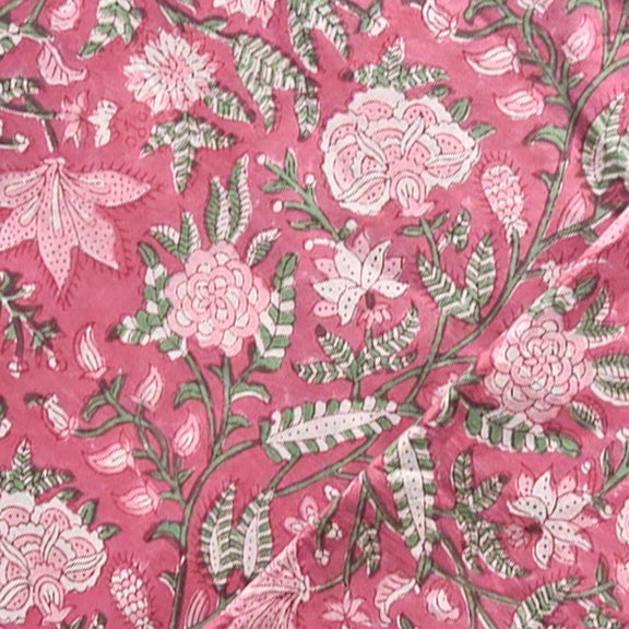 Pure Cotton Jaipuri Dusky Pink With Flower Jaal Hand Block Print Fabri ...