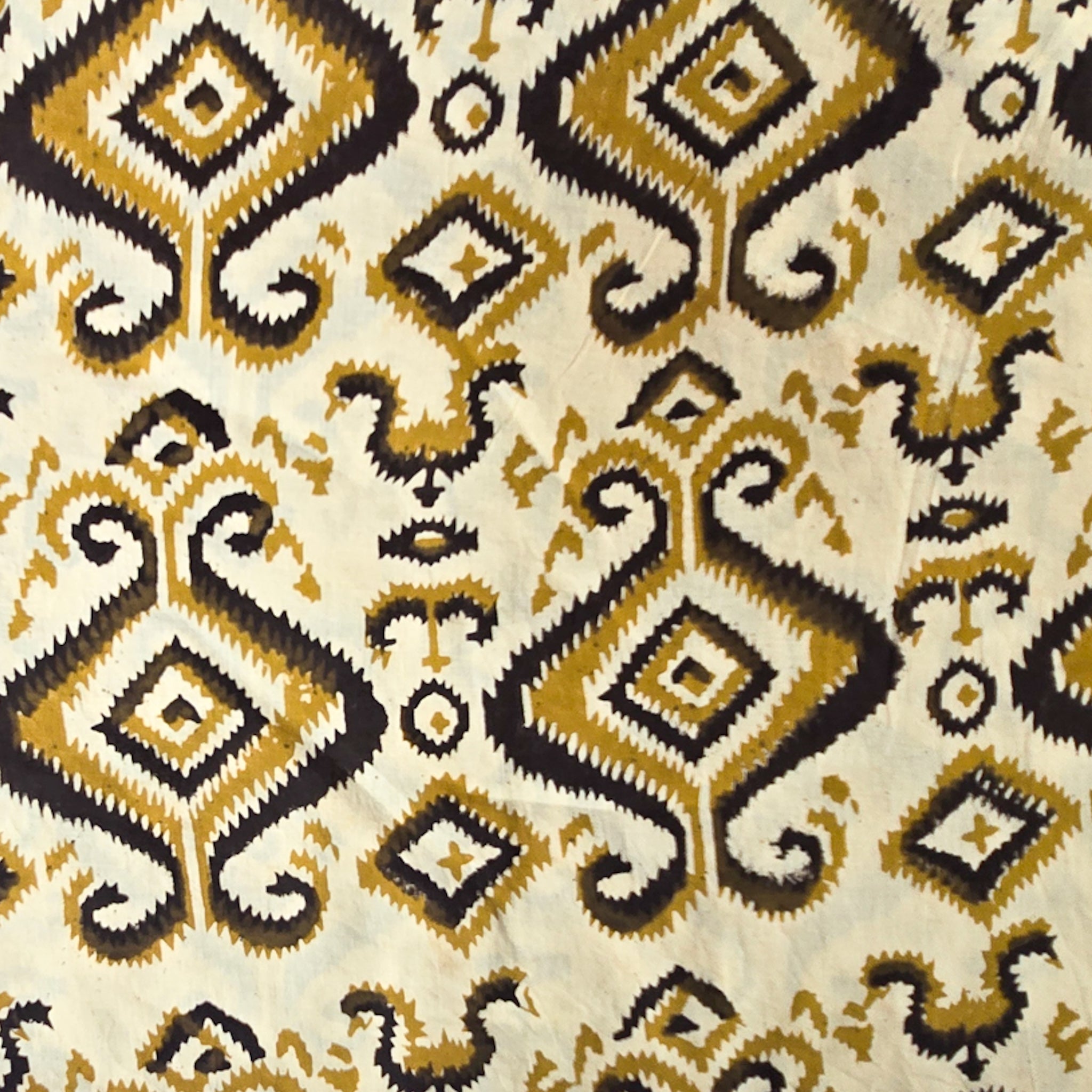 Pure Cotton Bagru Cream With mustard And Black Intricate Design Big Mo ...