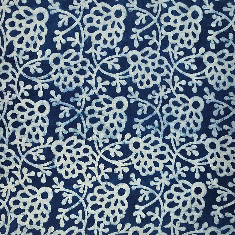 Pure Cotton Indigo With Grapes Jaal Hand Block Print Fabric – Sanskruti