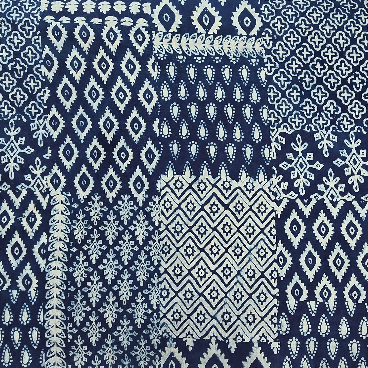 Pure Cotton Indigo Different Blocks Design Hand Block Print Fabric ...