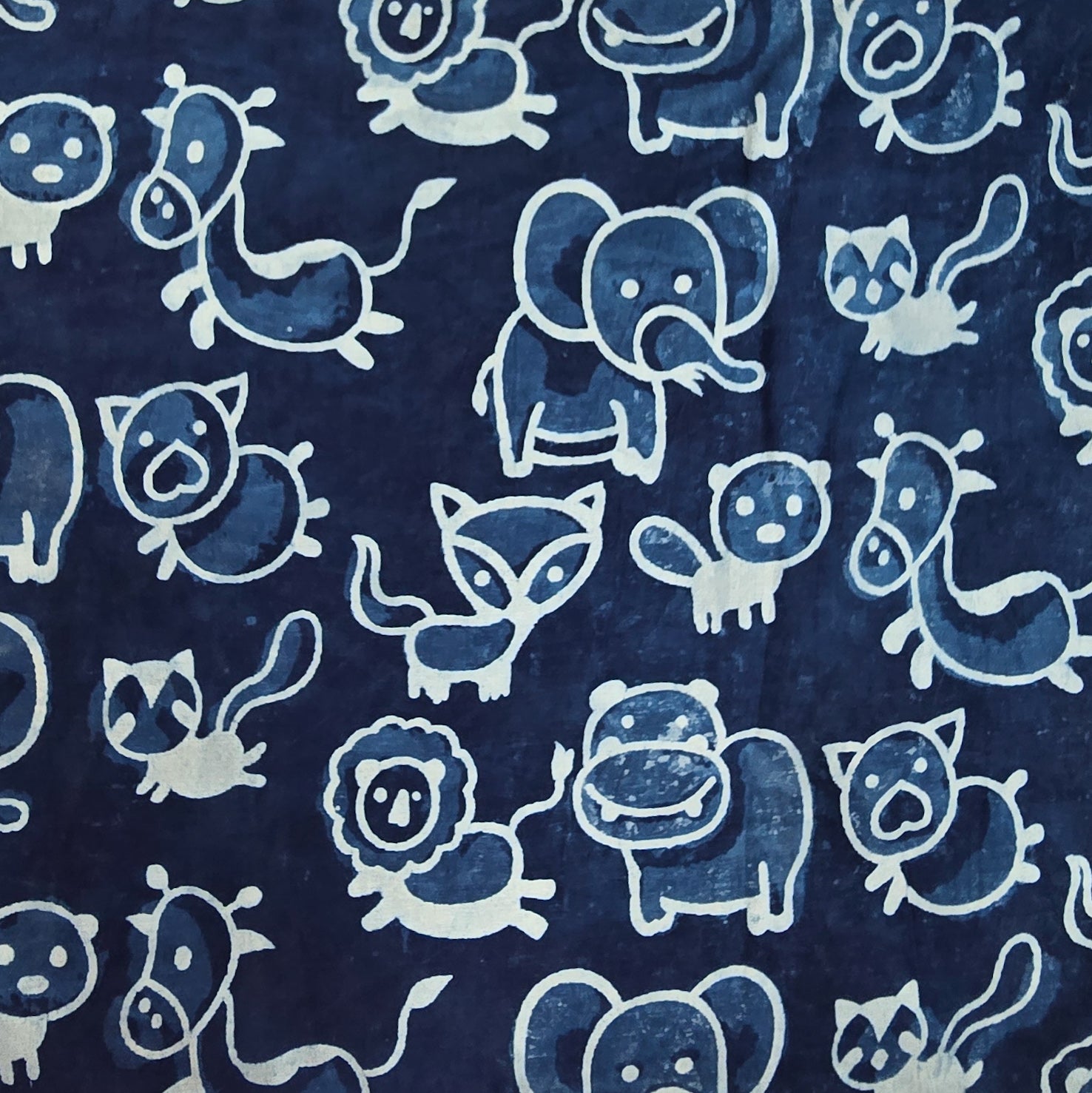 Pure Cotton Indigo With Cute Animals Hand Block Print Fabric – Sanskruti