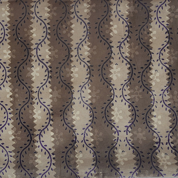 Pure Cotton Dabu Brown With Taupe Border Design Hand Block Print Fabri ...