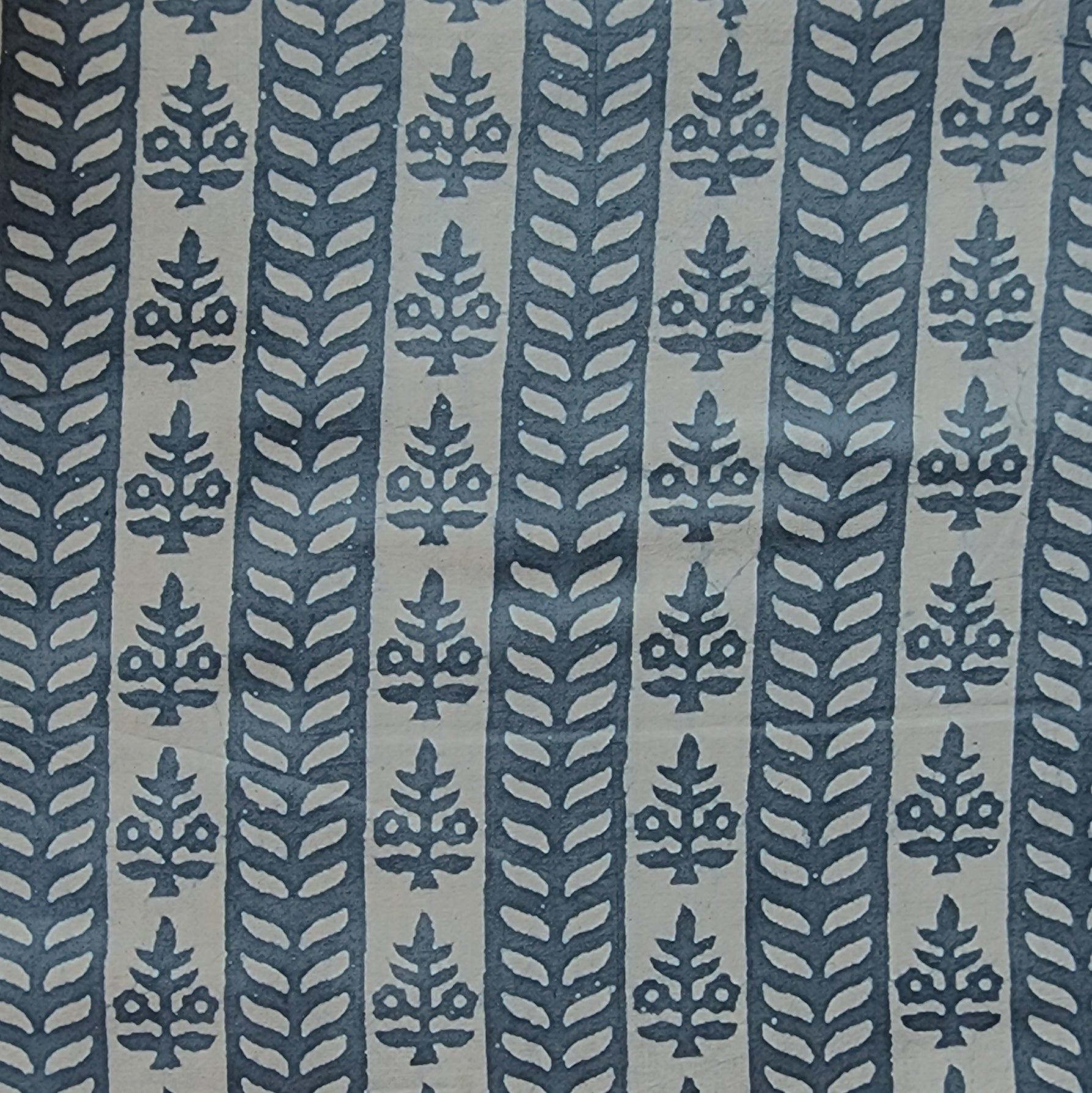 Pure Cotton Dabu Grey With Border Design Stripes Hand Block Print Fabr ...