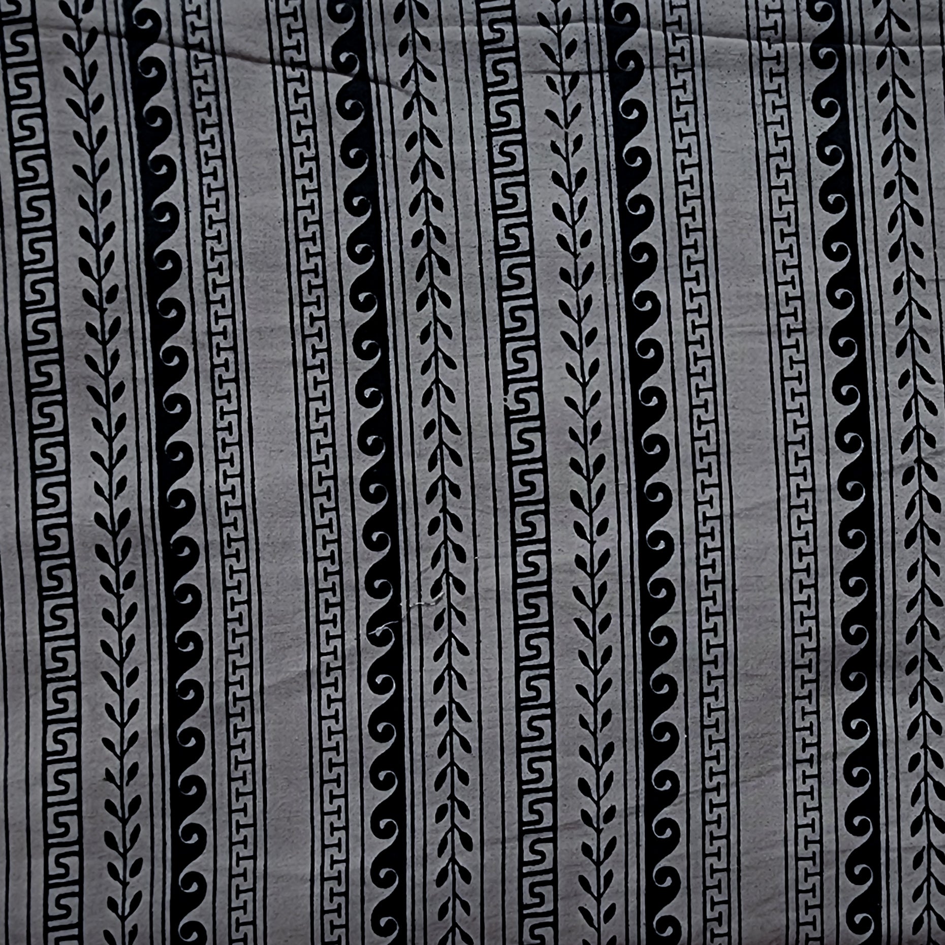 Pure Cotton Dabu Grey With Border Design Hand Block Print Fabric ...