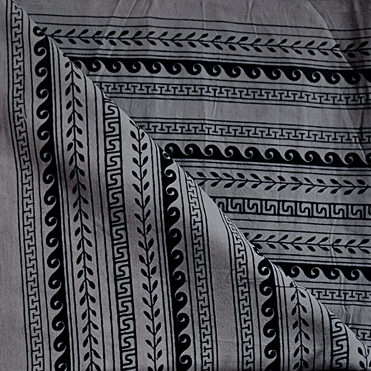 Pure Cotton Dabu Grey With Border Design Hand Block Print Fabric ...