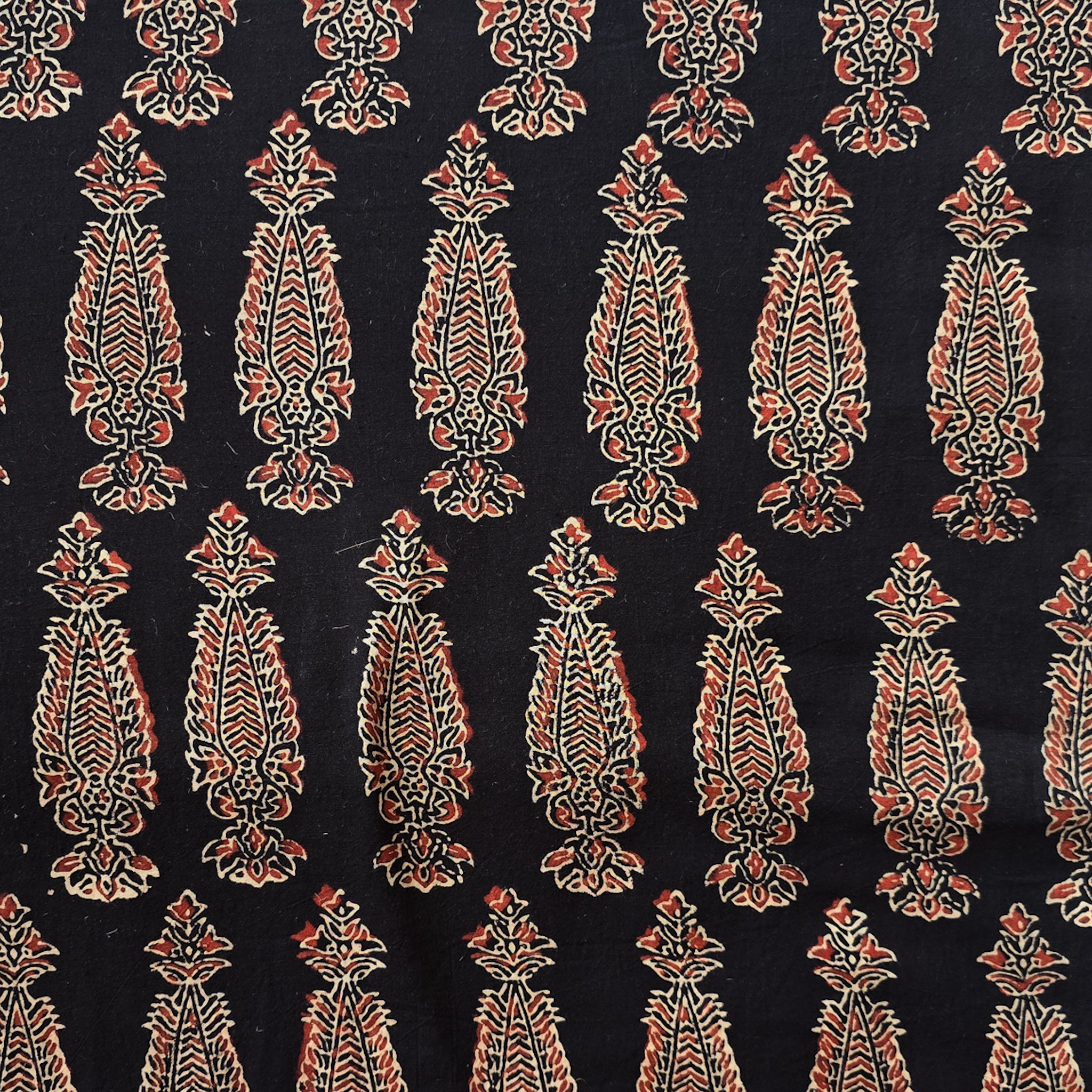 Pure Cotton Ajrak Vegetable Dyed Black With Red And Cream Big Design M ...