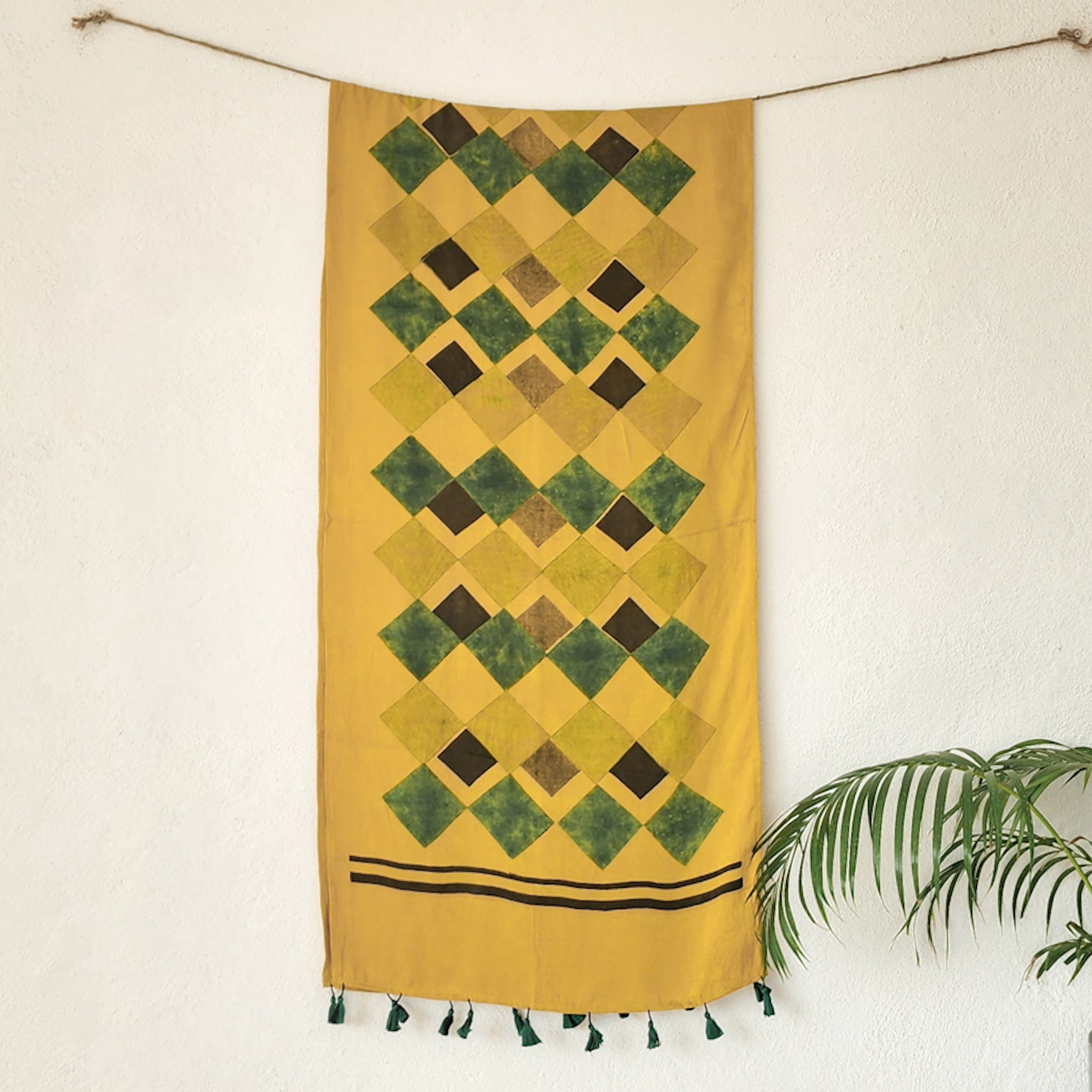 PASHTUSH - Modal Silk Yellow With Geometrical Border Design Stole ...