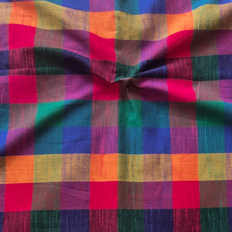 Pure Cotton Handloom different types of multicolor Checks Motif sign w ...