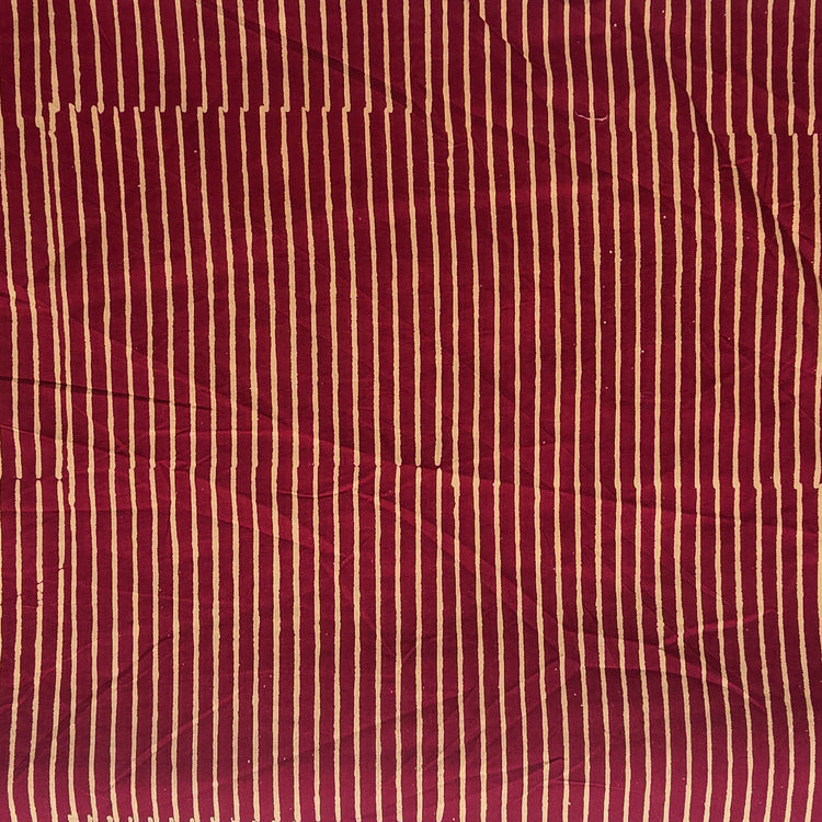 Pure Cotton Akola Dabu Red With Single Stripe Design Hand Block Print ...