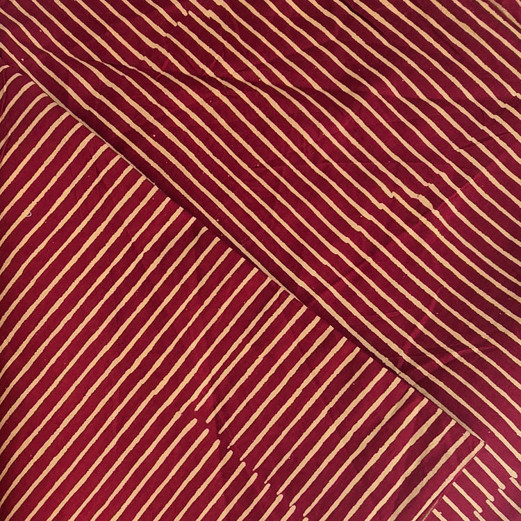 Pure Cotton Akola Dabu Red With Single Stripe Design Hand Block Print ...