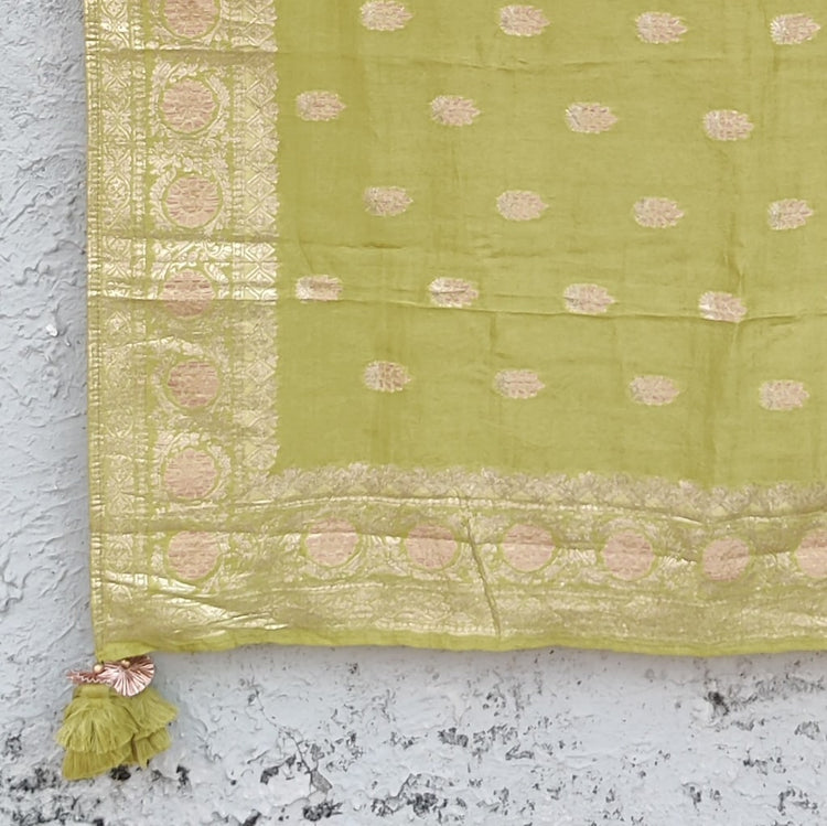 BANARASI BROCADE-Light Green Banarasi Brocade Dupatta – Sanskruti