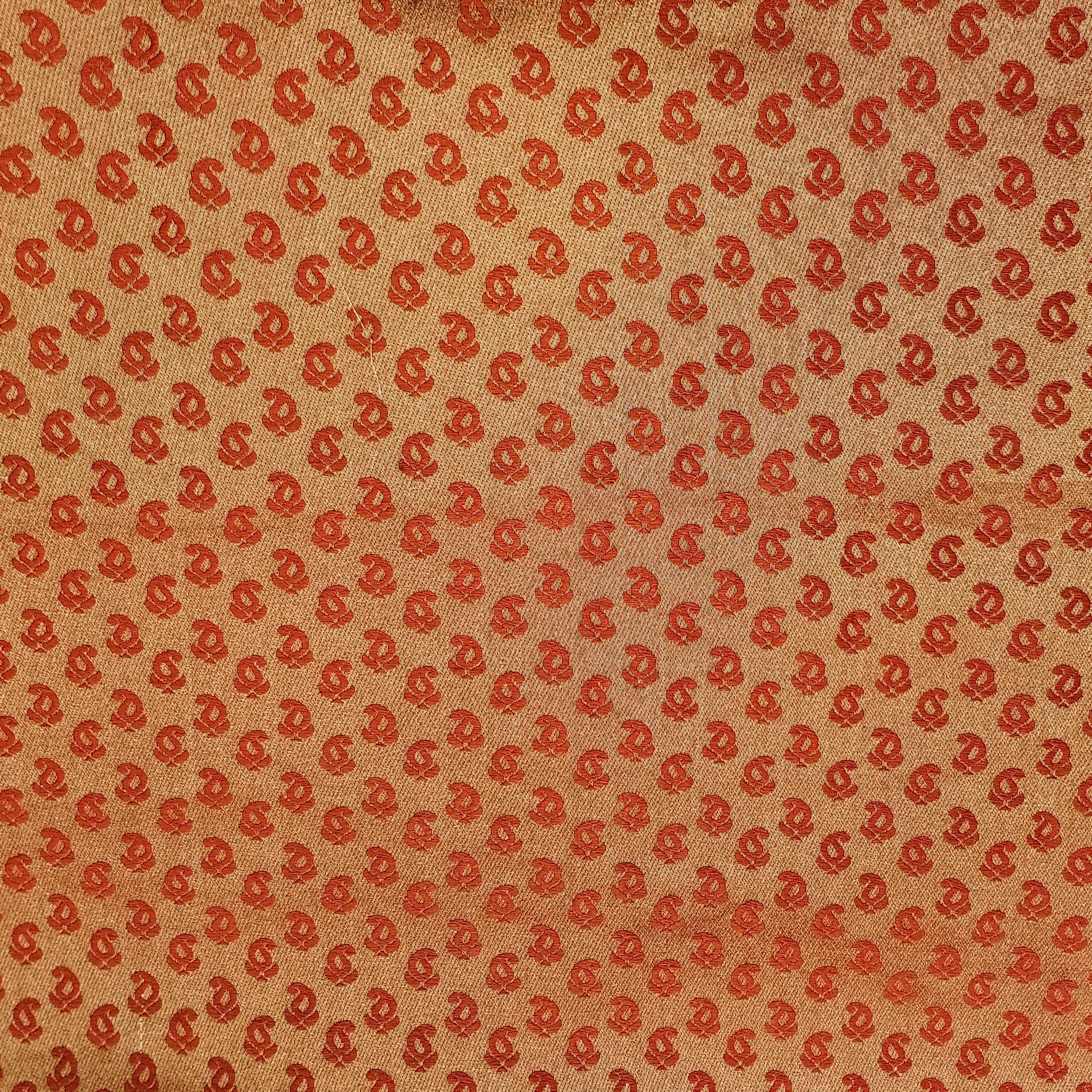 ( Pre-Cut 1 Meter ) Brocade Red With Golden Zari – Sanskruti