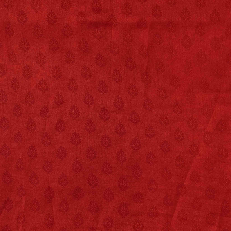 ( Pre-Cut 2.40 Meter ) Brocade Red With Self Intricate Design Hand Wov ...