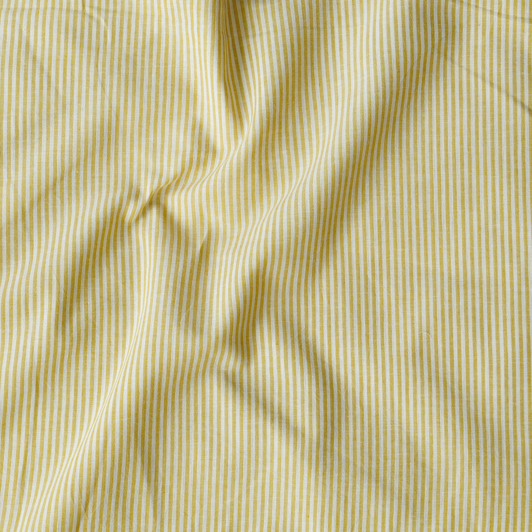 (PRE-CUT 2 METER) Pure Cotton Handloom White With Mustard Stripes Wove ...