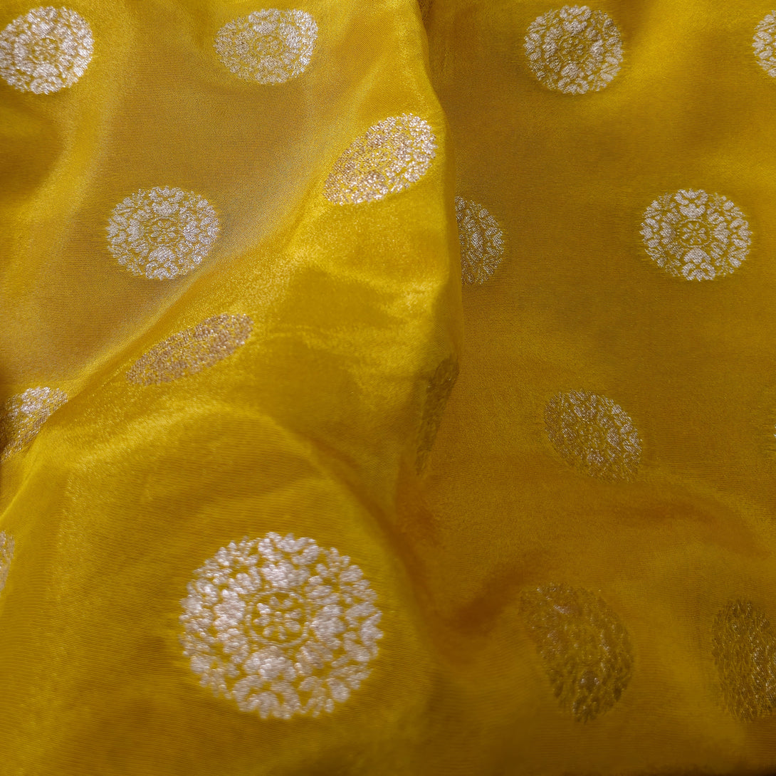 Brocade Yellow Tissue Fabric – Sanskruti