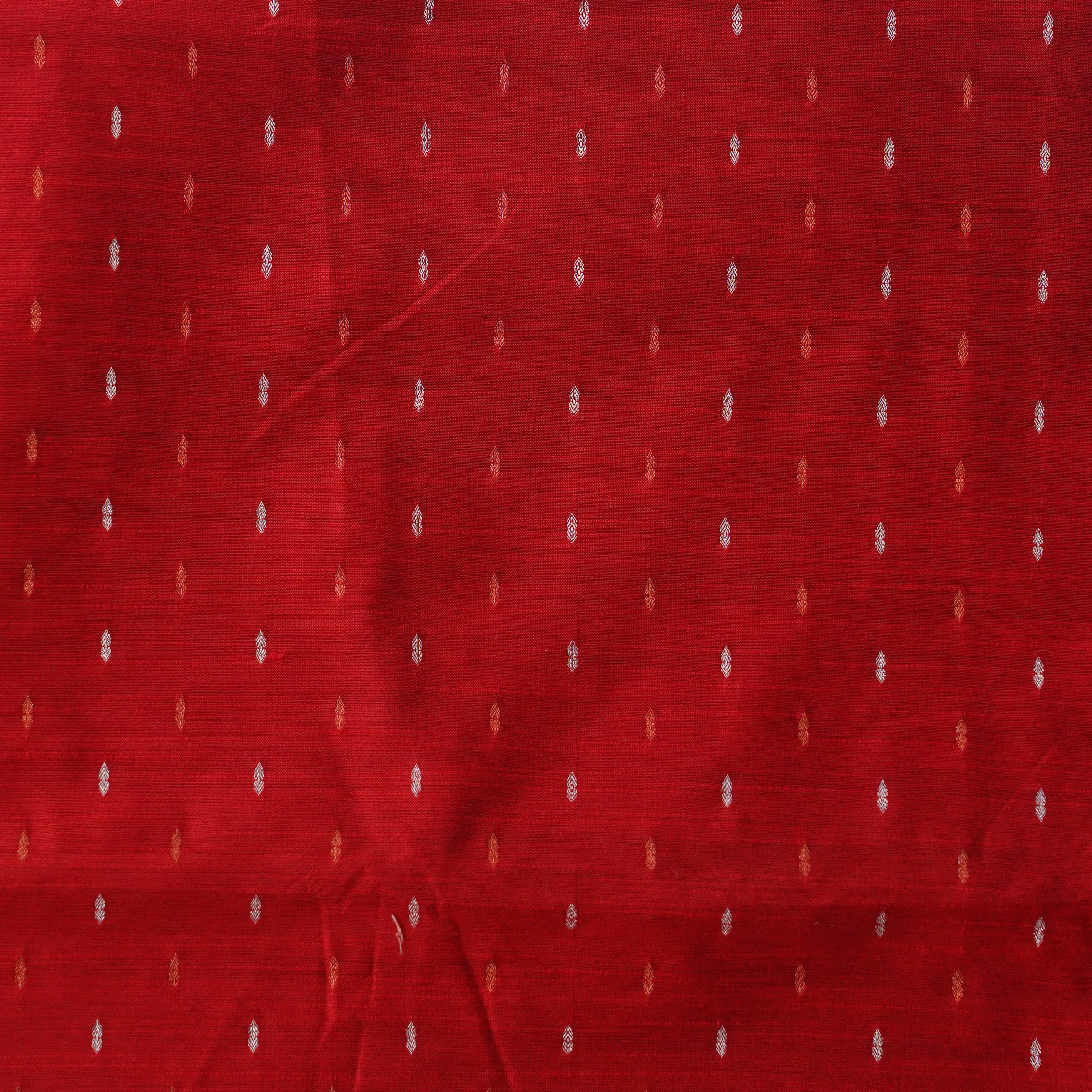 Cotton Silk Brocade Red With Silver And Cooper Tiny Butti Fabric ...