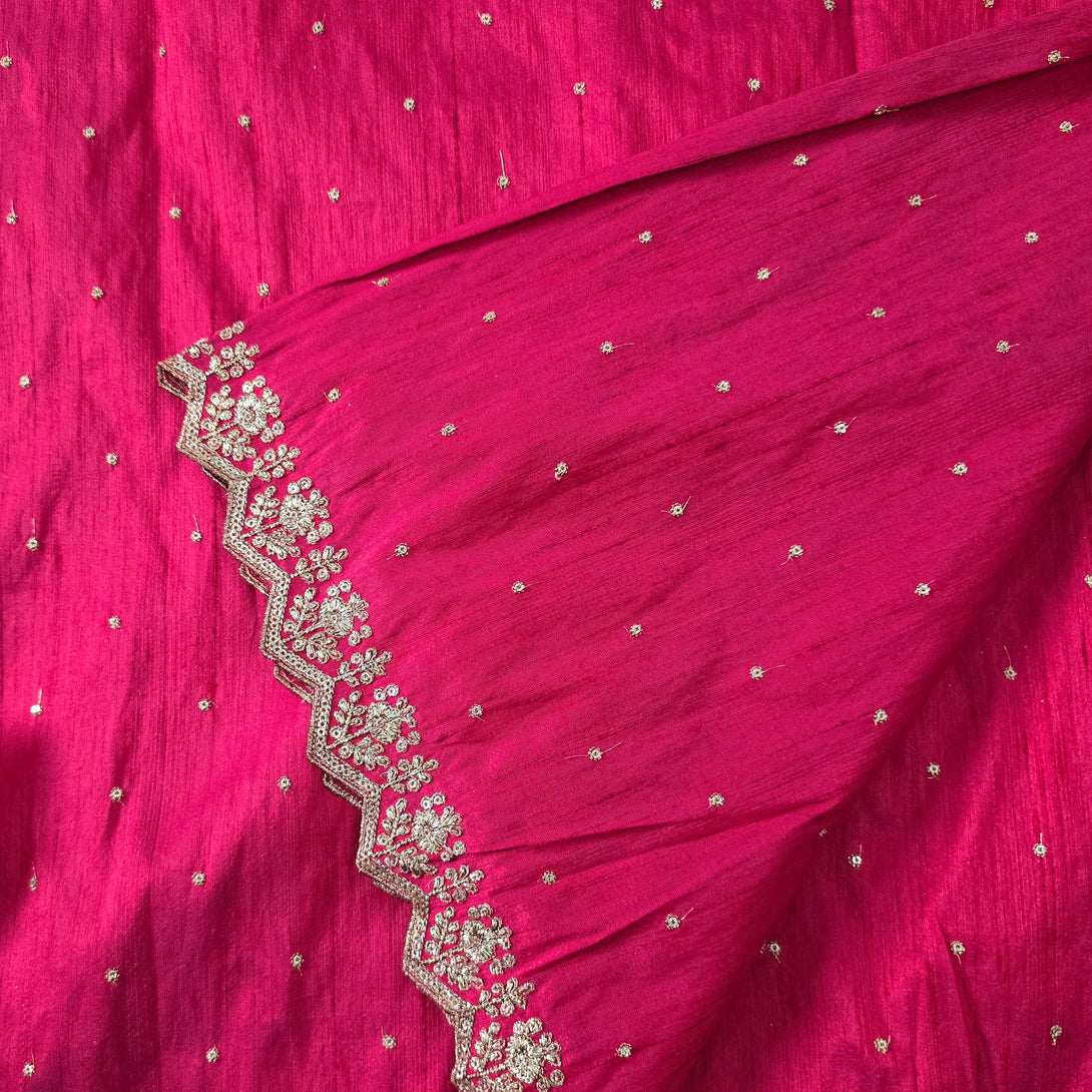 Cotton Silk Rani Pink And Red With Goldenish Heavy Aari Work Border Ha ...