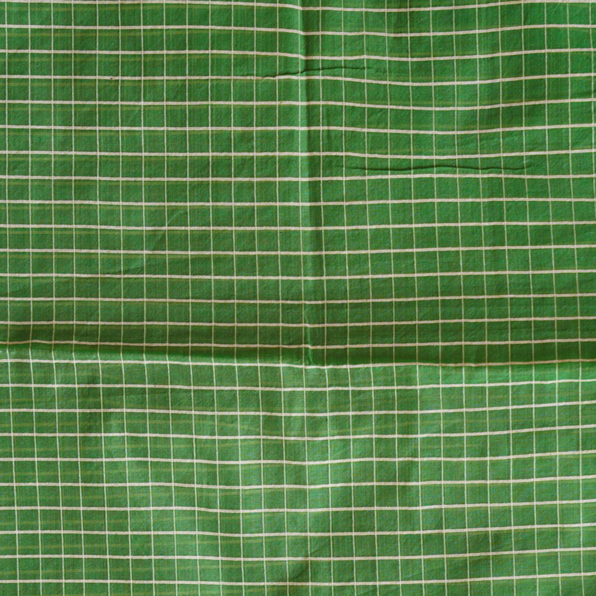 (Pre-Cut 1.14 Meter)Kota Dori Green With Zen Checks Fabric – Sanskruti