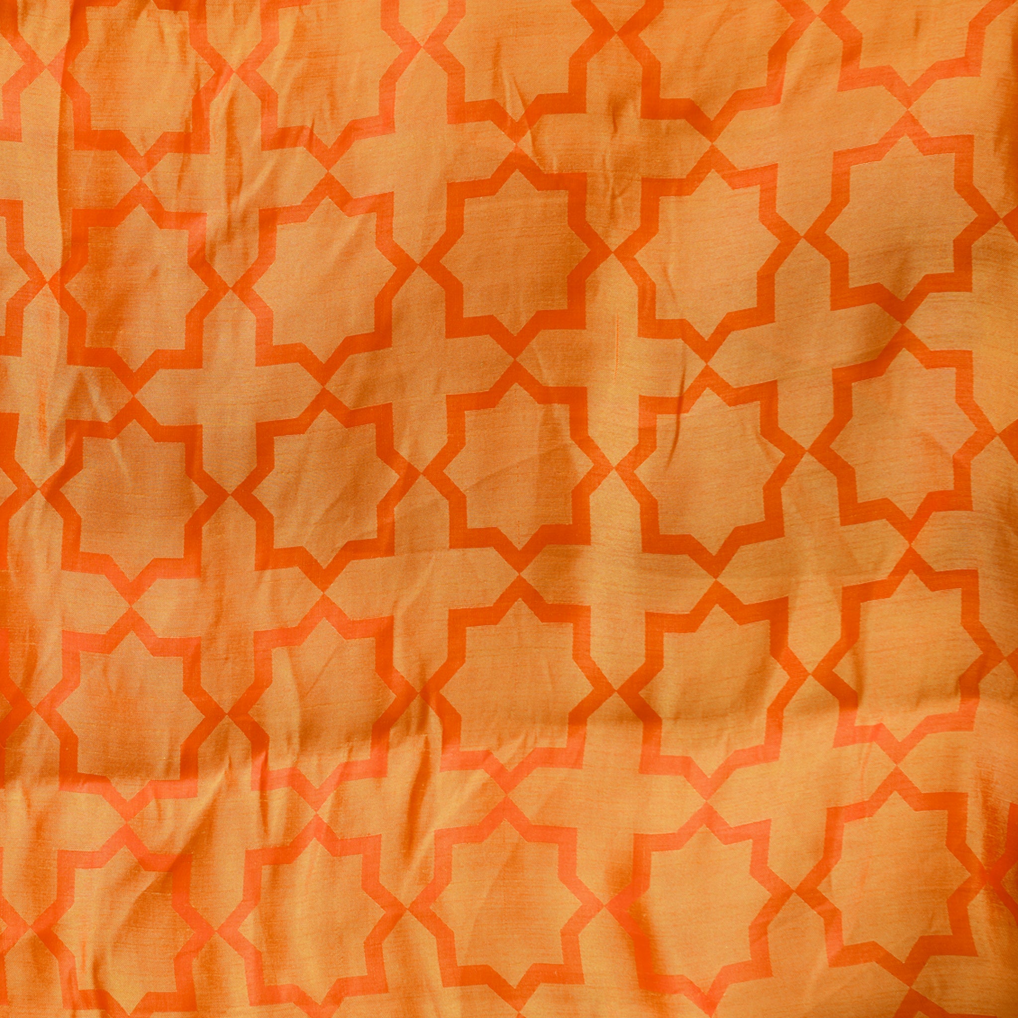 Brocade Orange With Gold Self Design Fabric – Sanskruti
