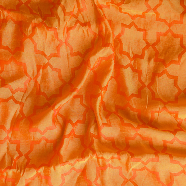 Brocade Orange With Gold Self Design Fabric – Sanskruti