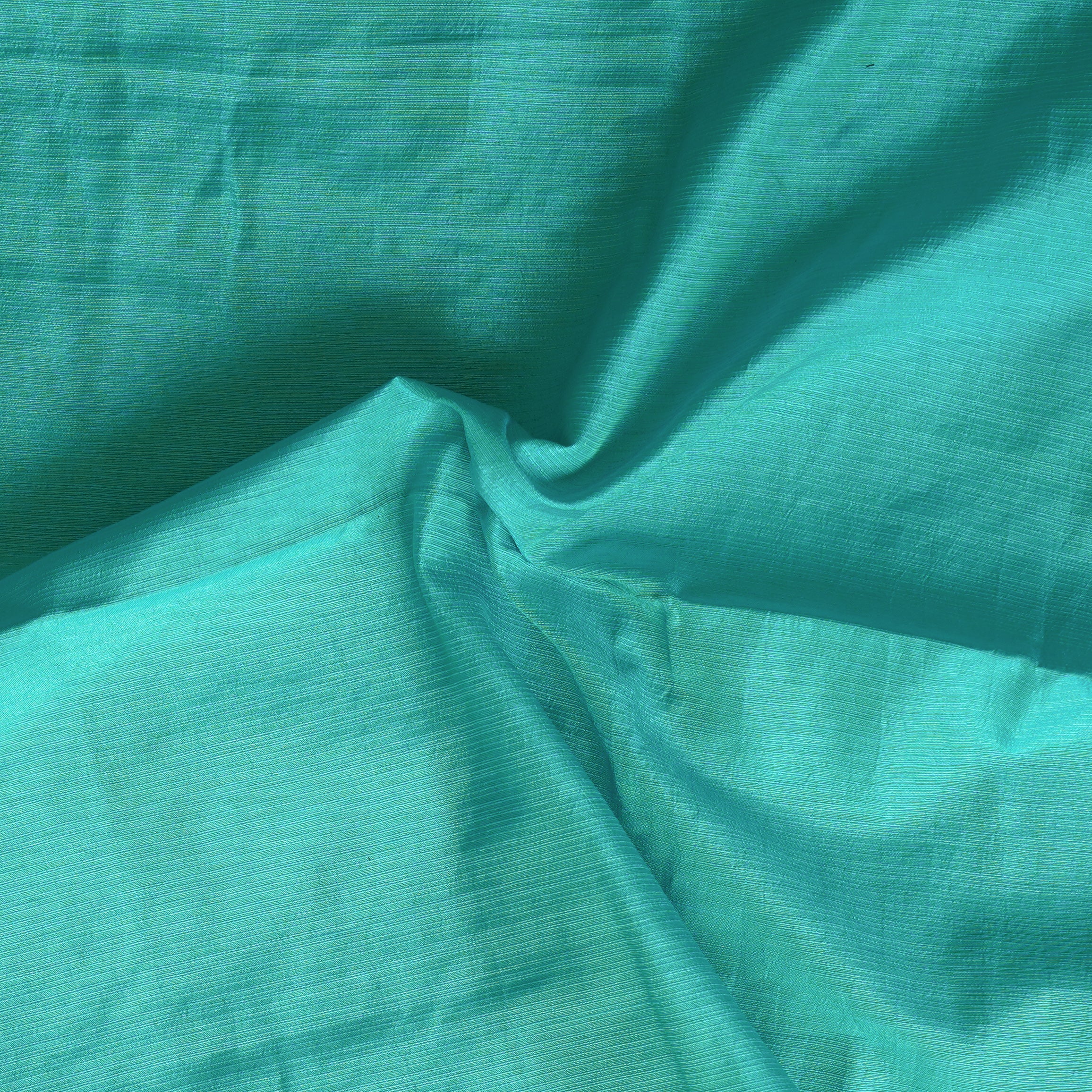 ( Pre Cut 1.35 Meter )Raw Silk Sea Blue Plain Fabric – Sanskruti