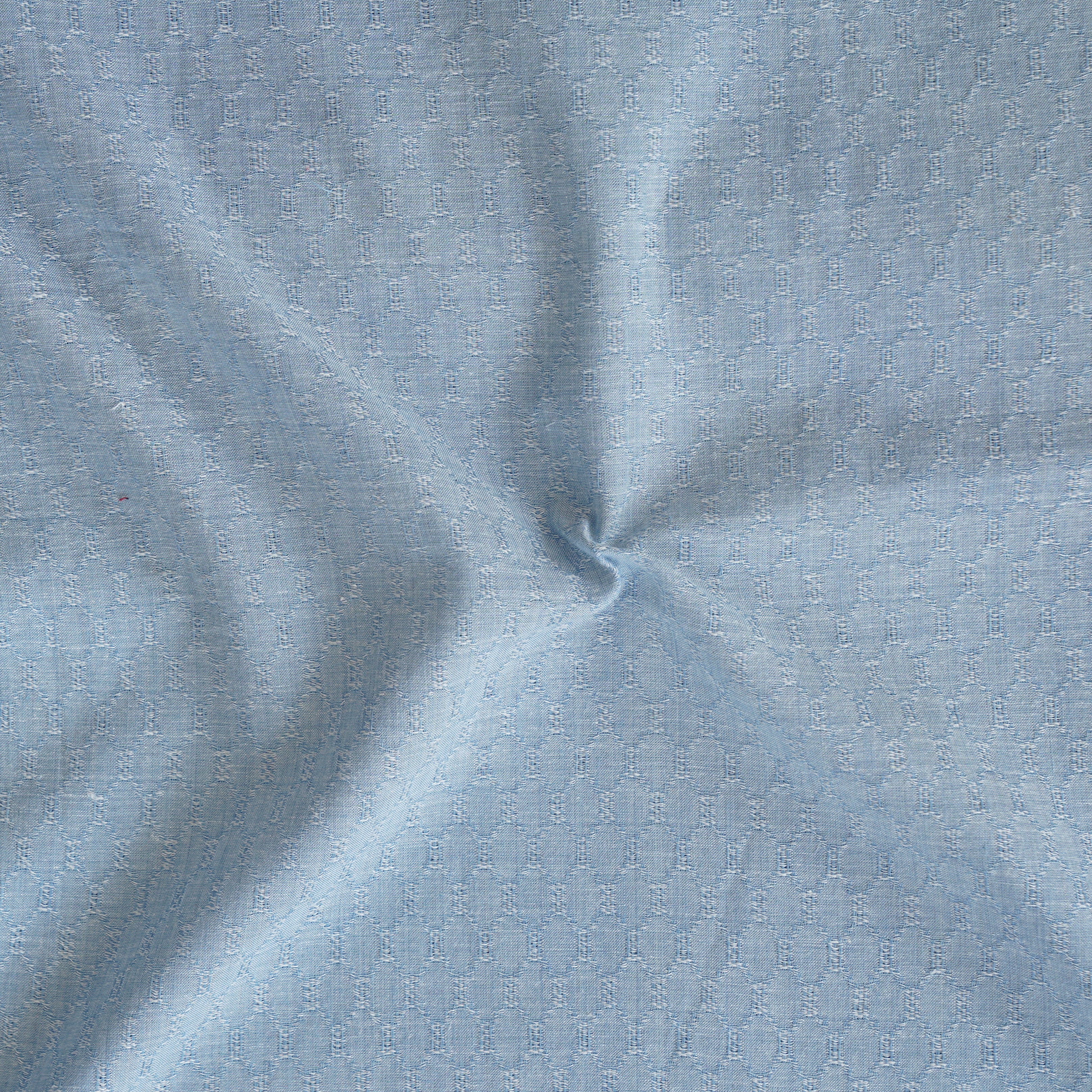 (PRE-CUT 1.10 METER) Pure Cotton Handloom Blue And Honey Comb Weaves H ...