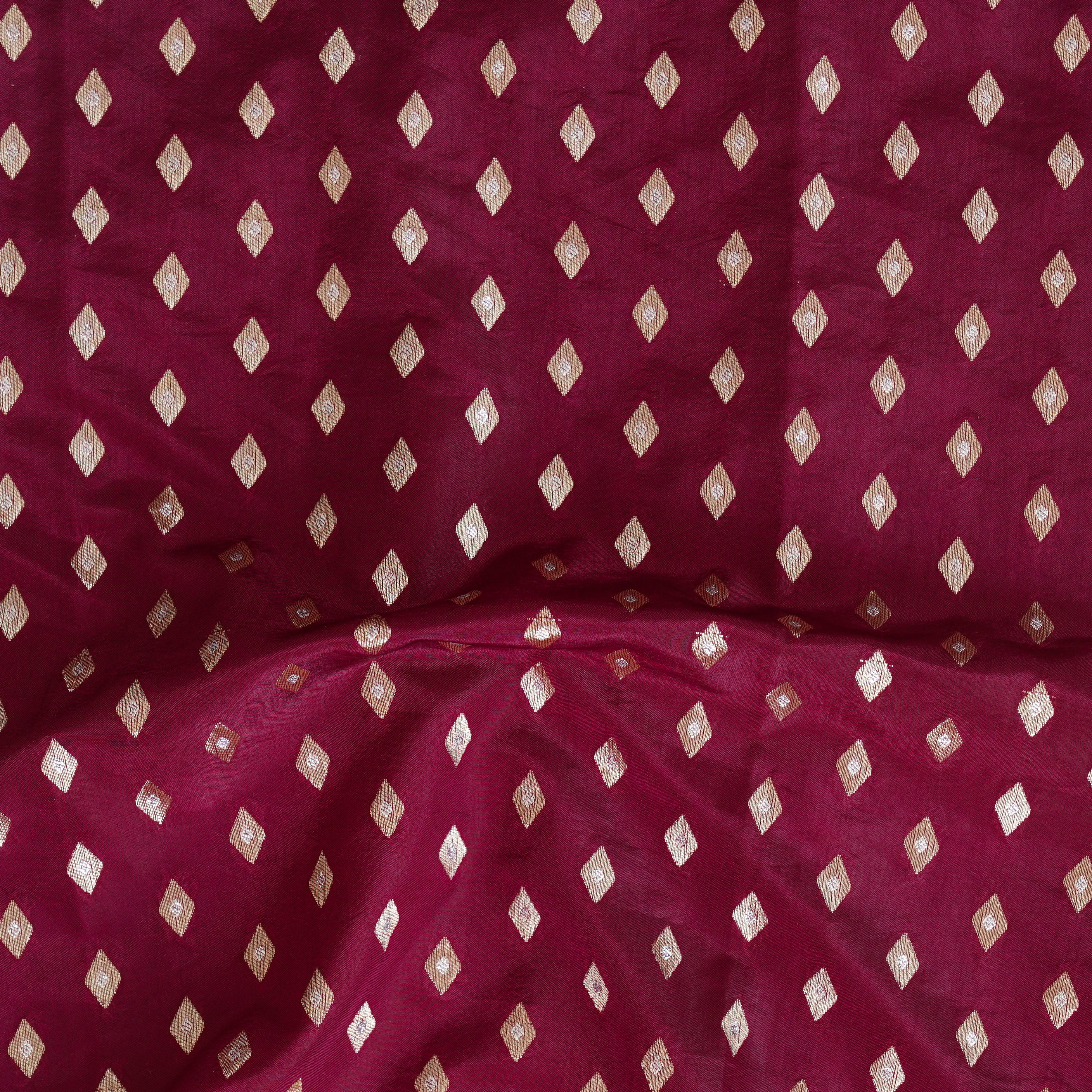 Brocade Maroon With Golden Zari Diamond Motif Fabric – Sanskruti