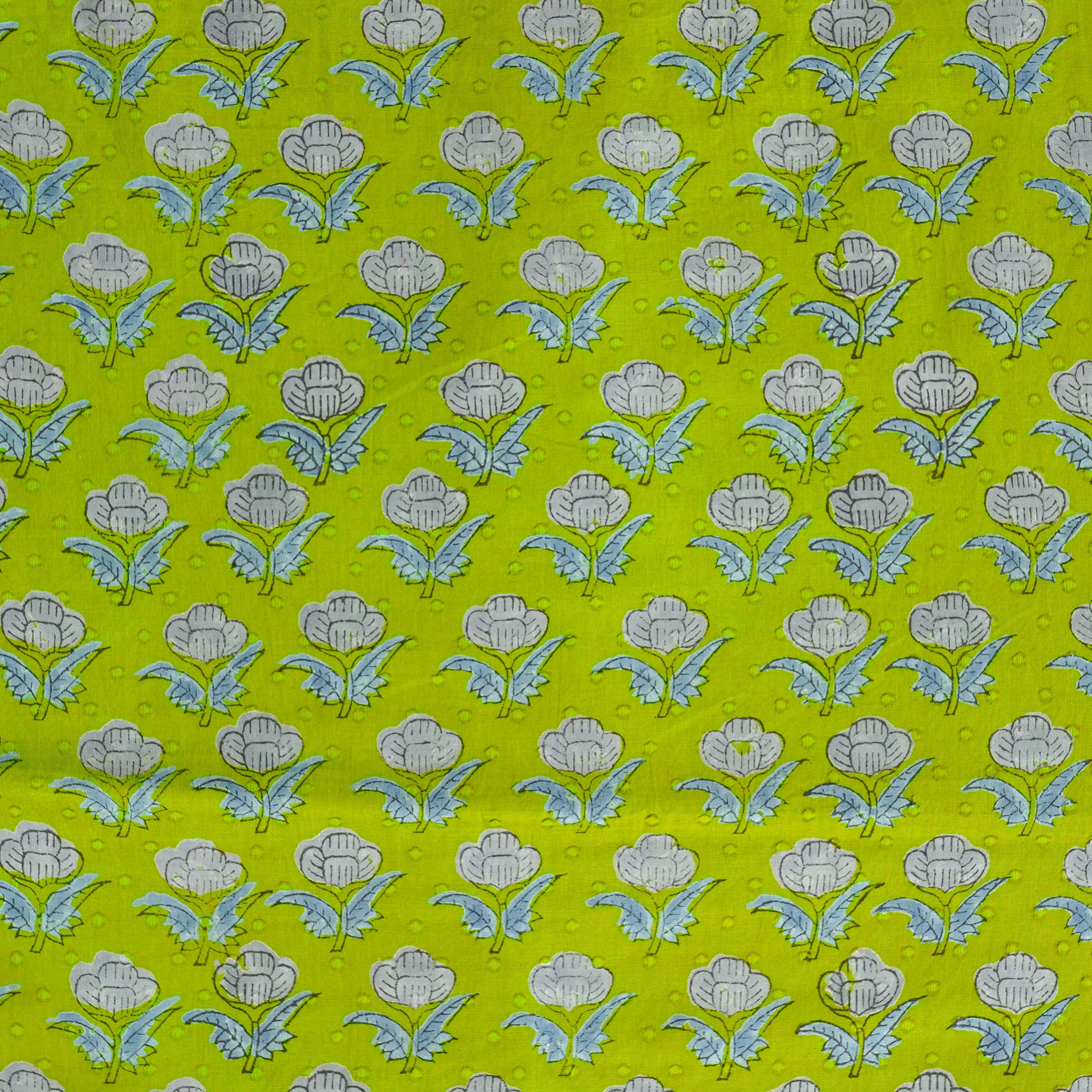 (PRE-CUT 1.70 METER) Pure Cotton Doby Discharge Parrot Green And Blue ...