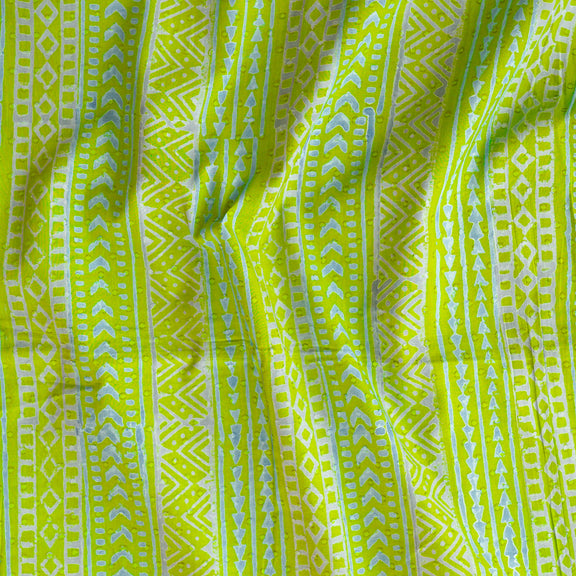 (PRE-CUT 2 METER) Pure Cotton Doby Discharge Parrot Green With Lavende – Sanskruti