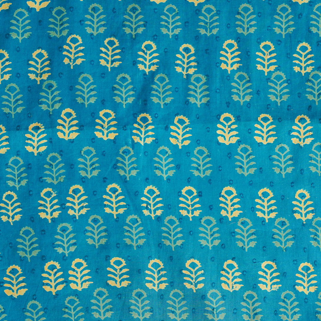 (PRE-CUT 0.80 METER) Pure Cotton Doby Discharge Blue With Light Yellow ...