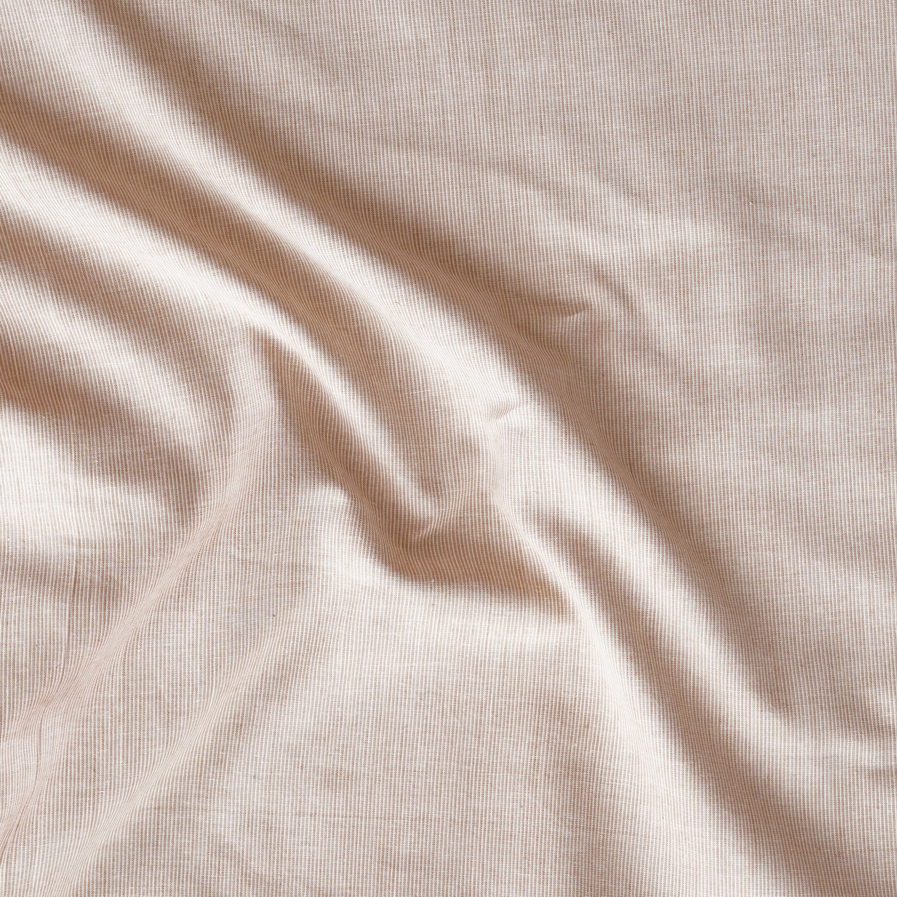 (Pre-Cut 1 Meter) Pure Cotton Cream With Beige Fine Stripes Fabric ...