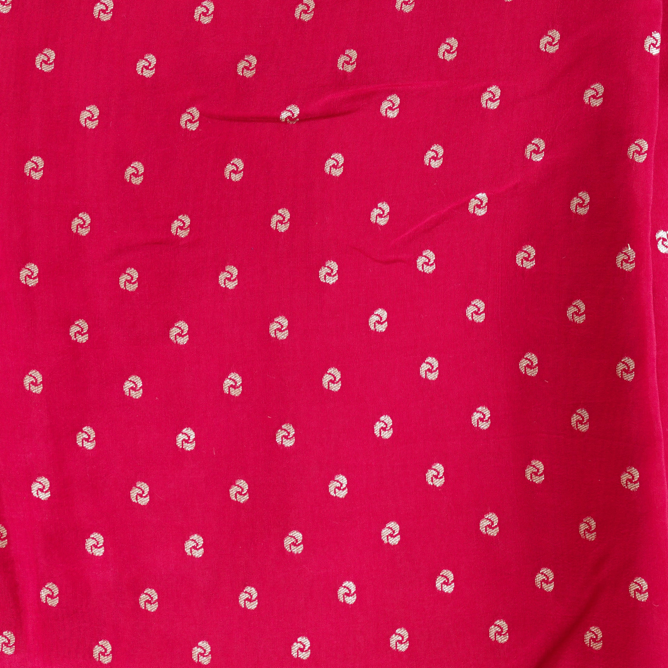 Dola Silk Pinkish Red With Zari Motif Hand Woven Fabric – Sanskruti