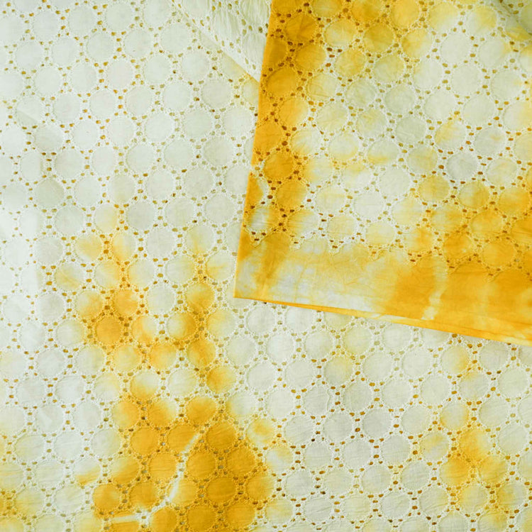 ( Width 42 Inches) Pure Cotton Tie And Dye Hakoba Yellow Circles All O ...