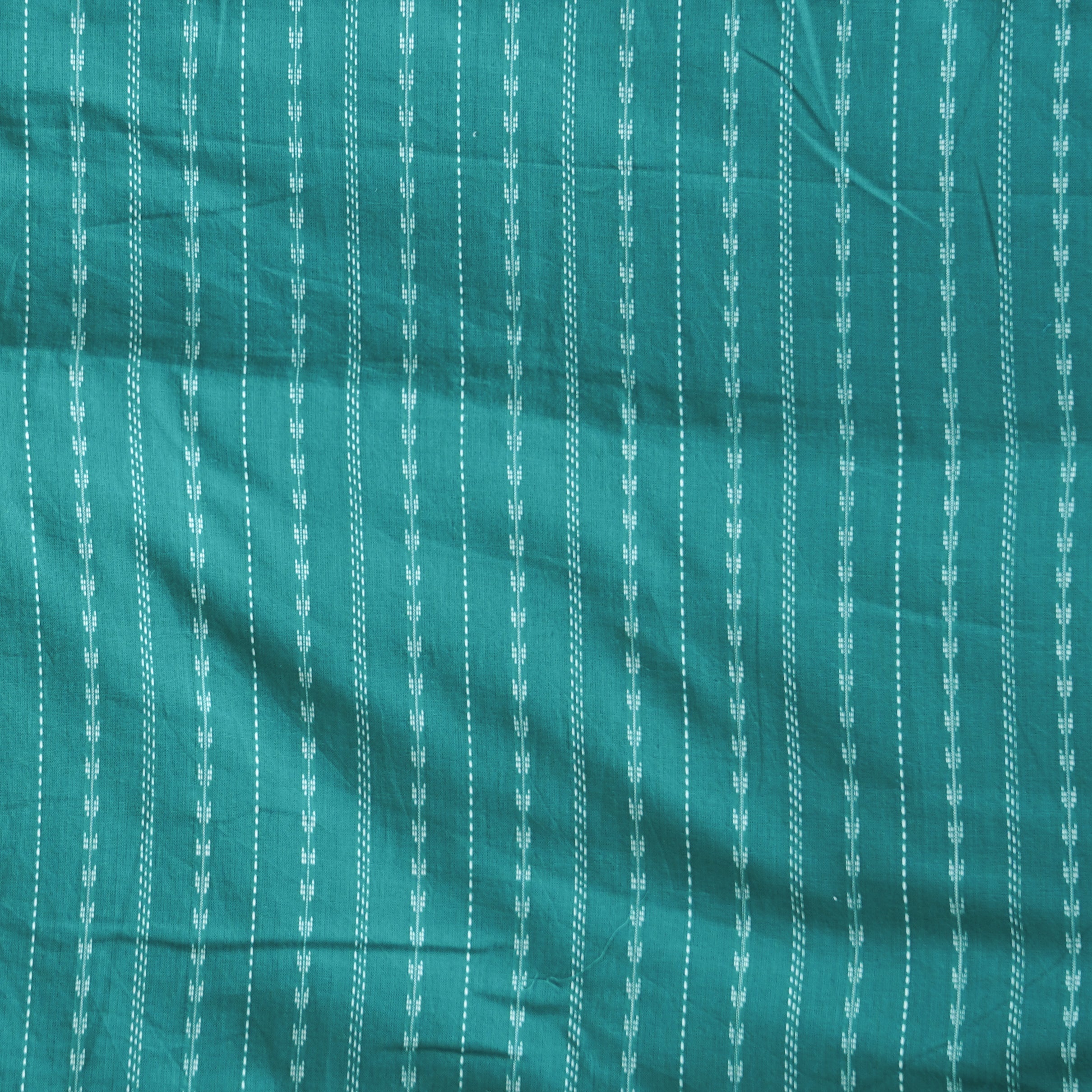 (PRE-CUT 0.80 METER)Pure Cotton Handloom Rama Green With Design Stripe ...
