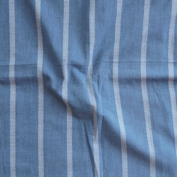 Pure Cotton Handloom Powder Blue With Design Stripes Woven Fabric ...