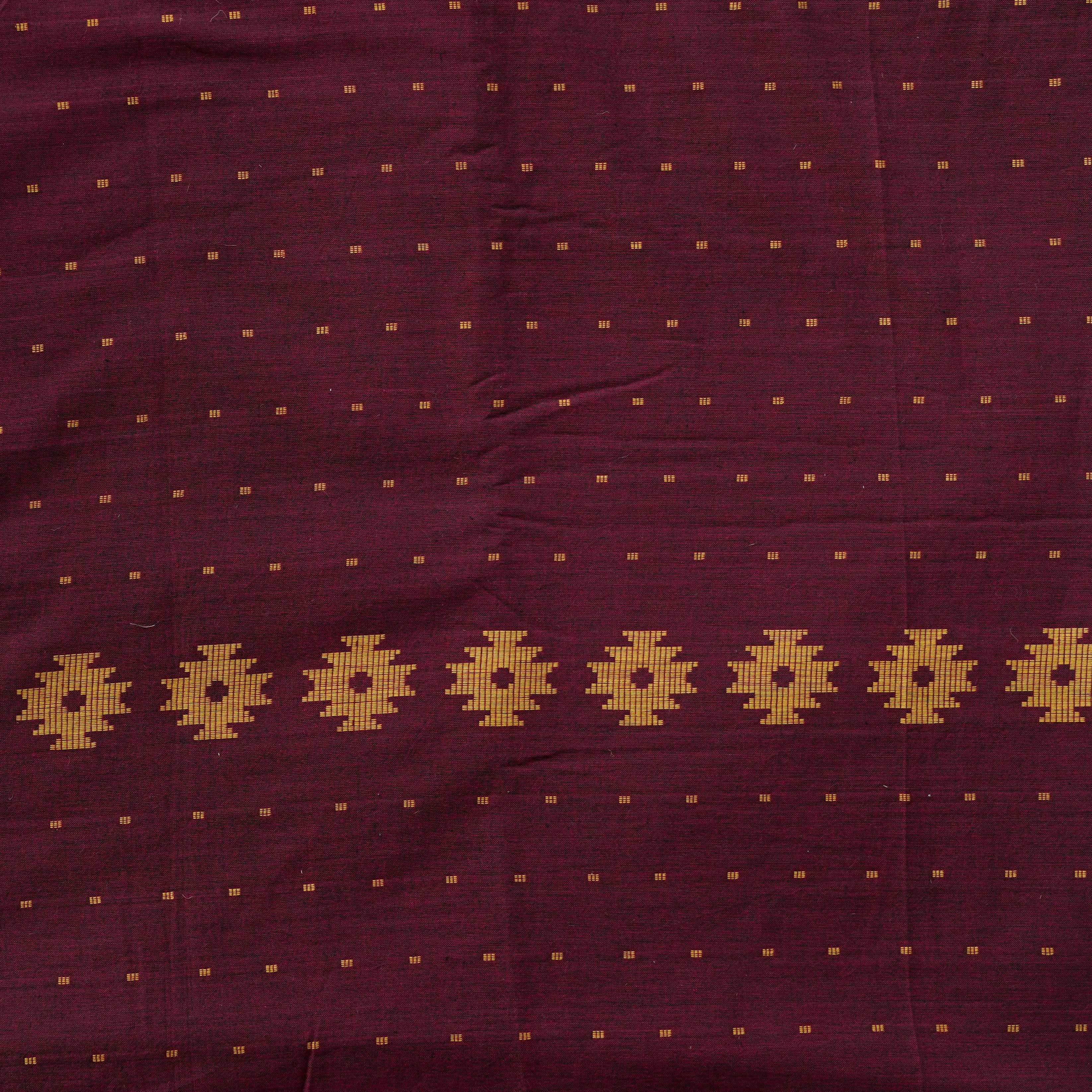 Pure Cotton Handloom Maroon With Yellow Big Border With Butti Design W ...
