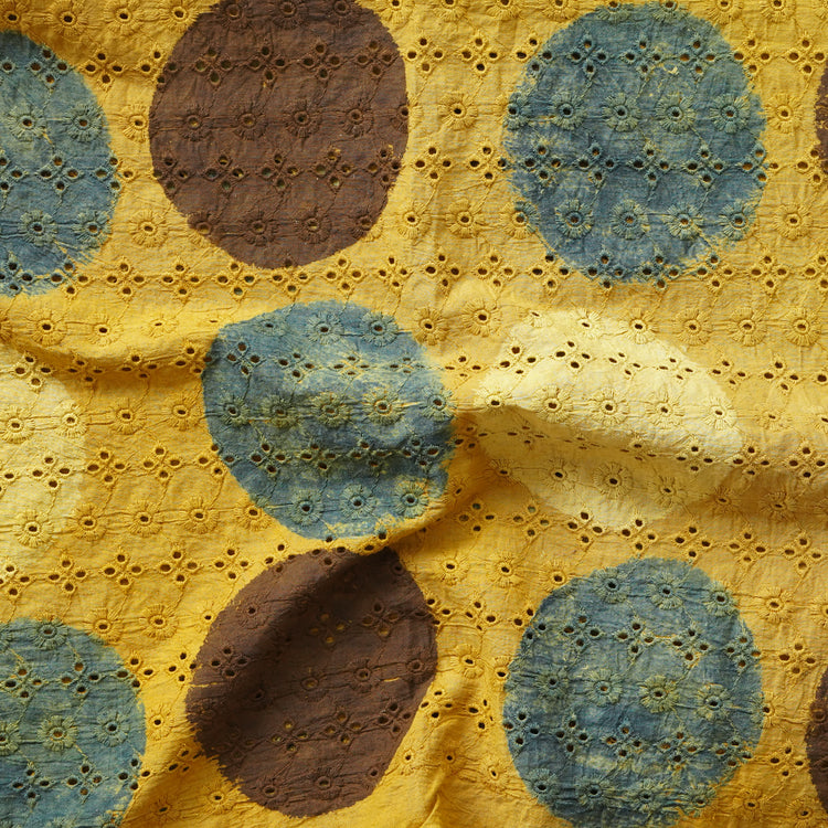 (PRE-CUT 1.60 METER)Pure Cotton Hakoba Ajrak Mustard With Different Ci – Sanskruti