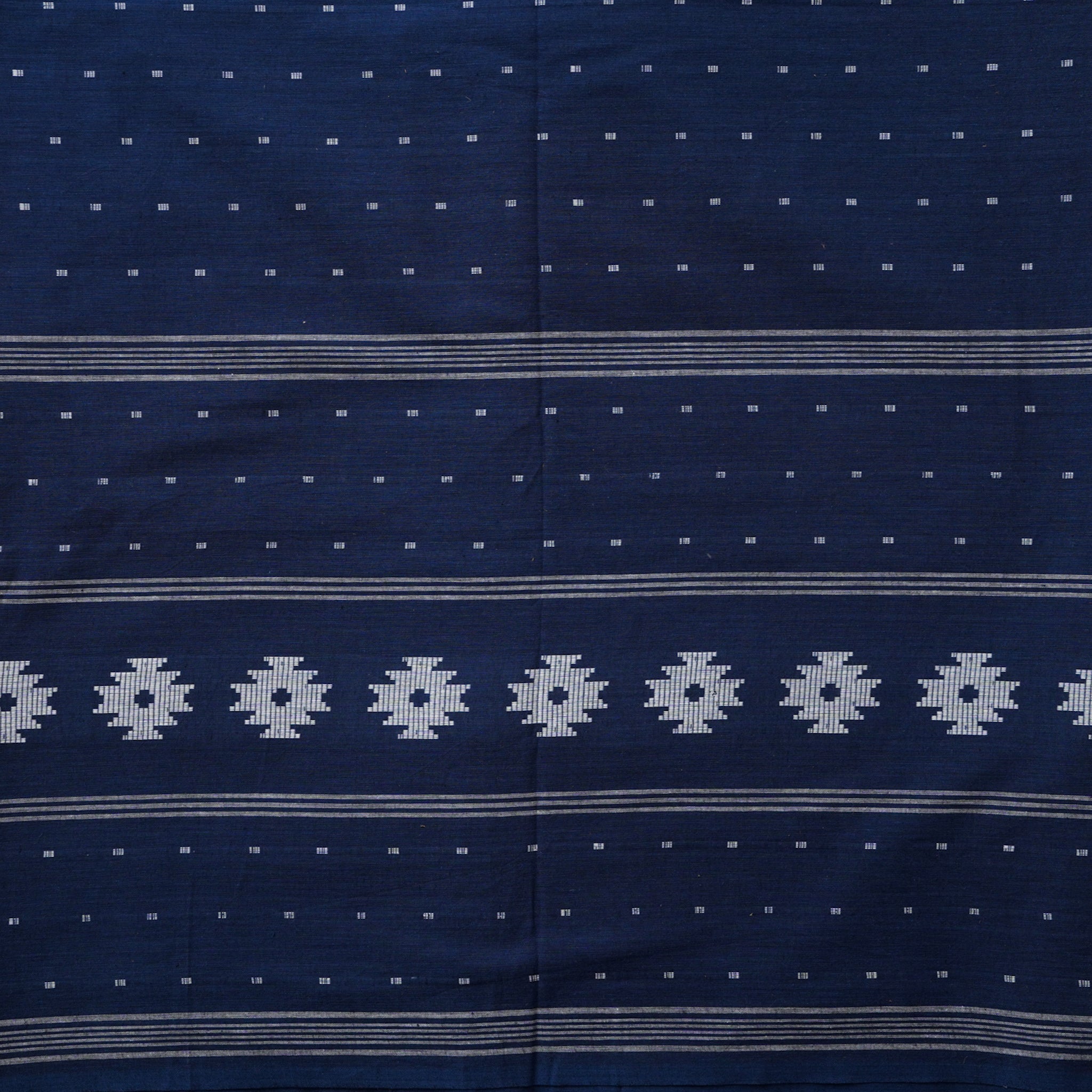 Pure Cotton Handloom Blue With Off White Big Border With Butti Design ...