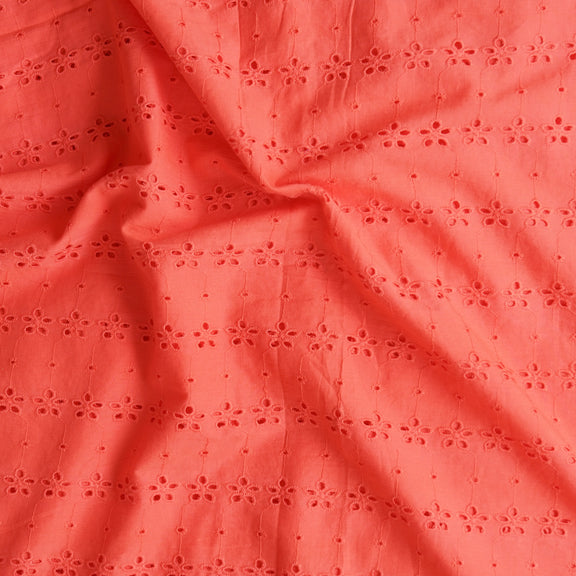 (Width 60 Inches) Pure Cotton Hakoba Red Orange Flower Border Fabric ...