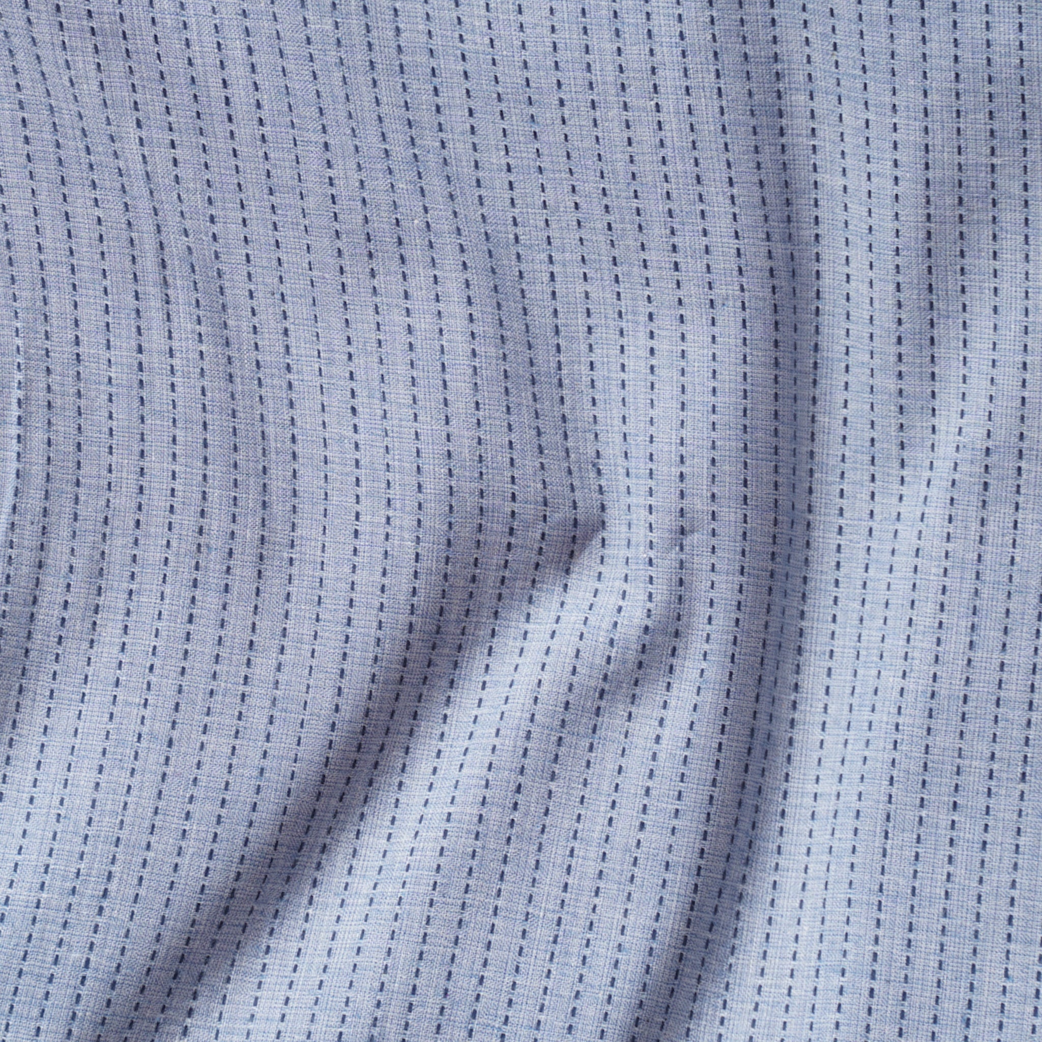 Pure Cotton Handloom Katha Powder Blue With Blue Stripes Woven Fabric ...