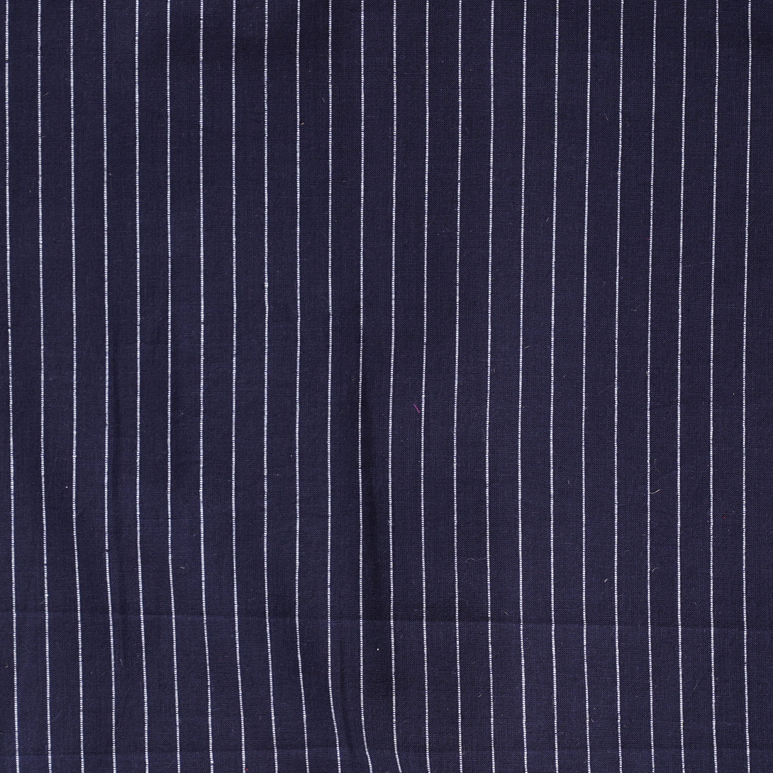 (PRE-CUT 1.75 METER) Pure Cotton Handloom Navy Blue With White Hand St ...