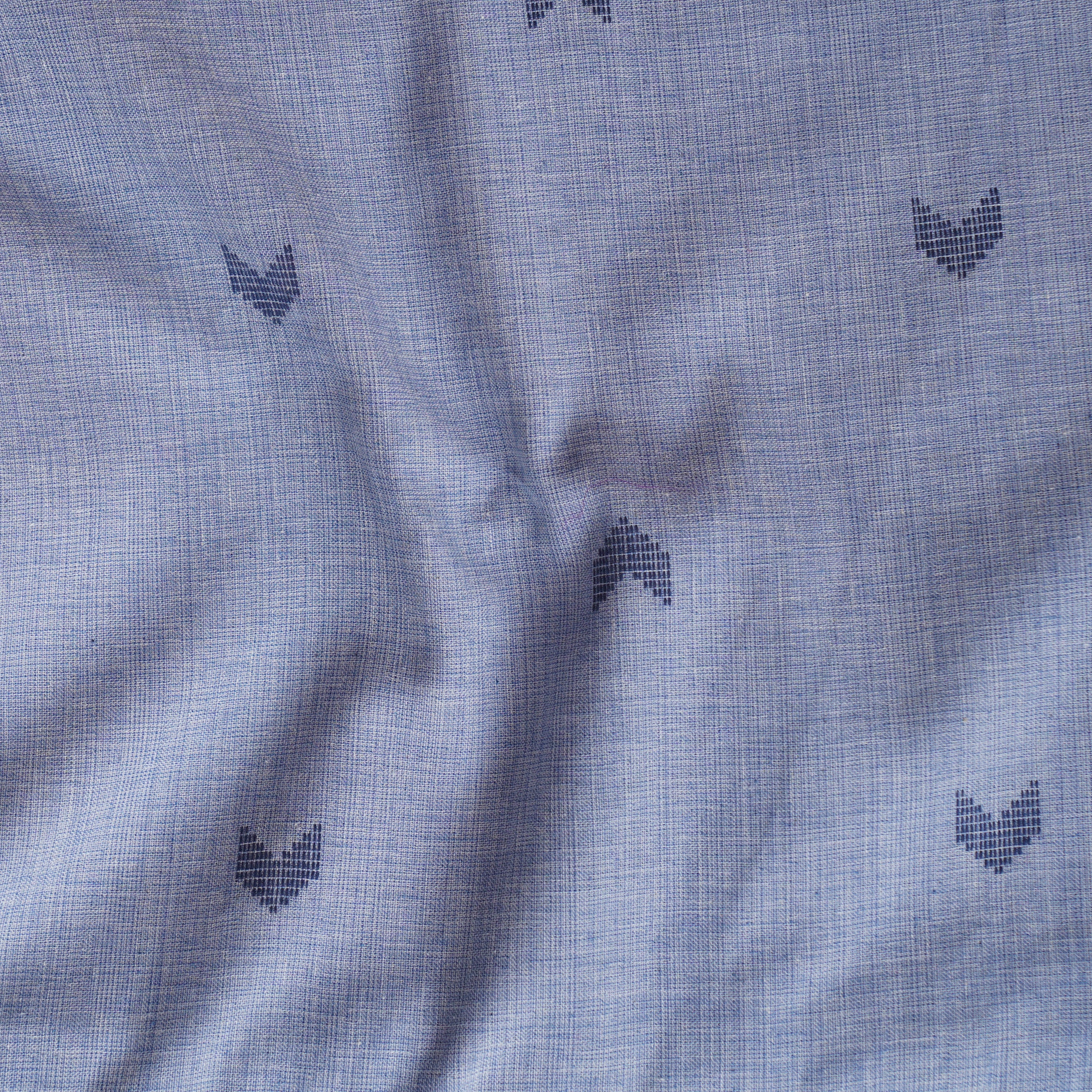 Pure Cotton Handloom Powder Blue With Dark Blue Arrow Woven Fabric ...
