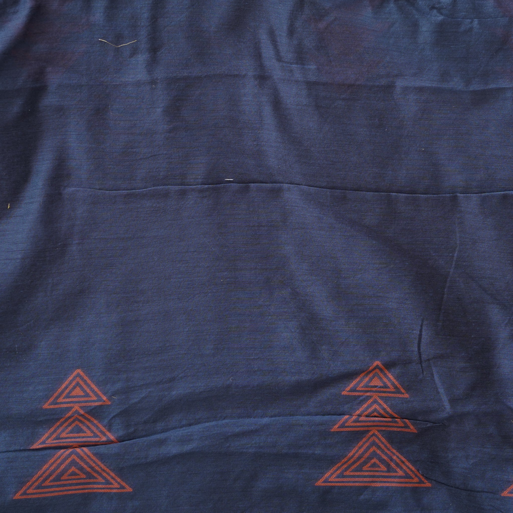 Silk Cotton Bluish Grey With Orange Triangle Fabric – Sanskruti