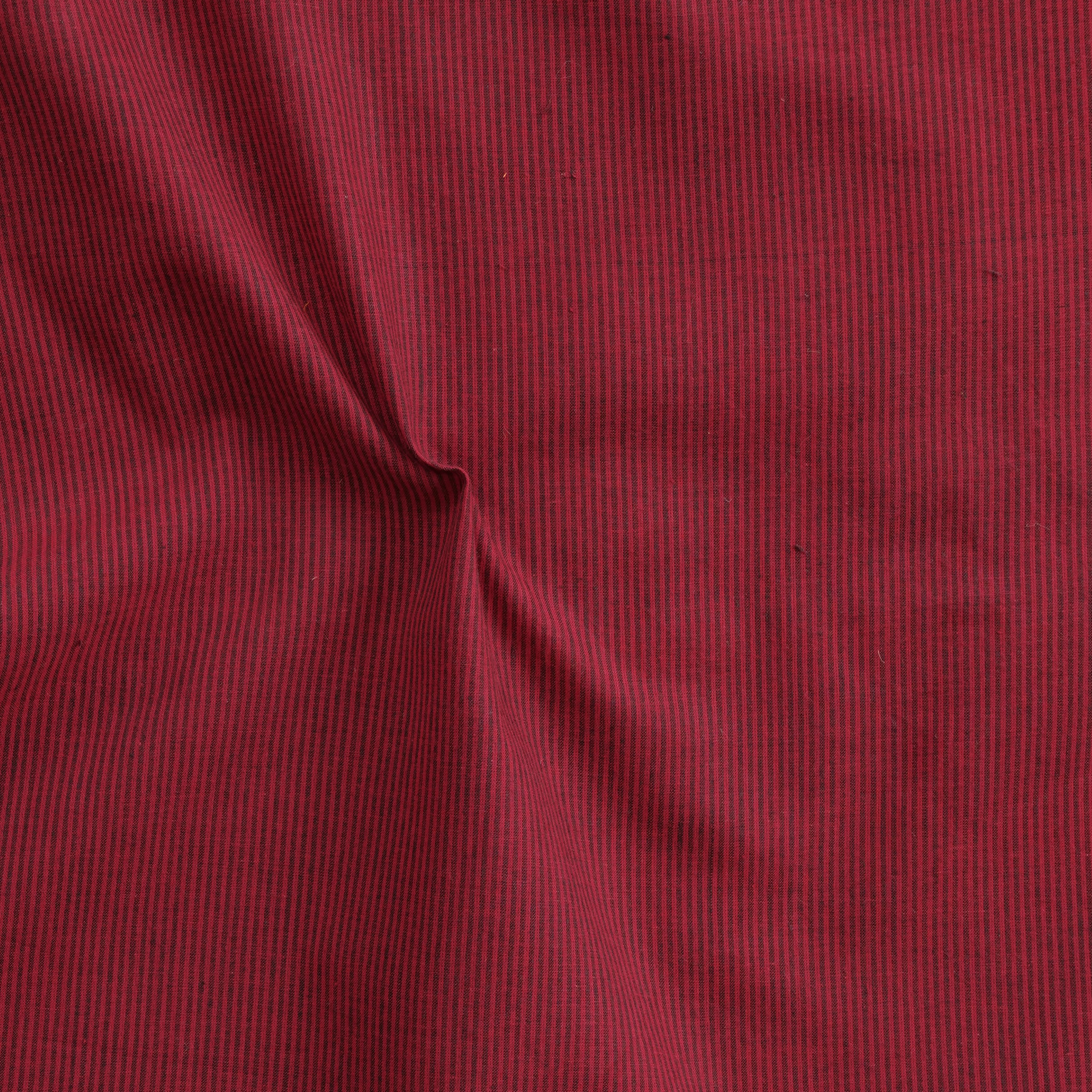 Pure Cotton Maroon With Black Stripes Fabric – Sanskruti