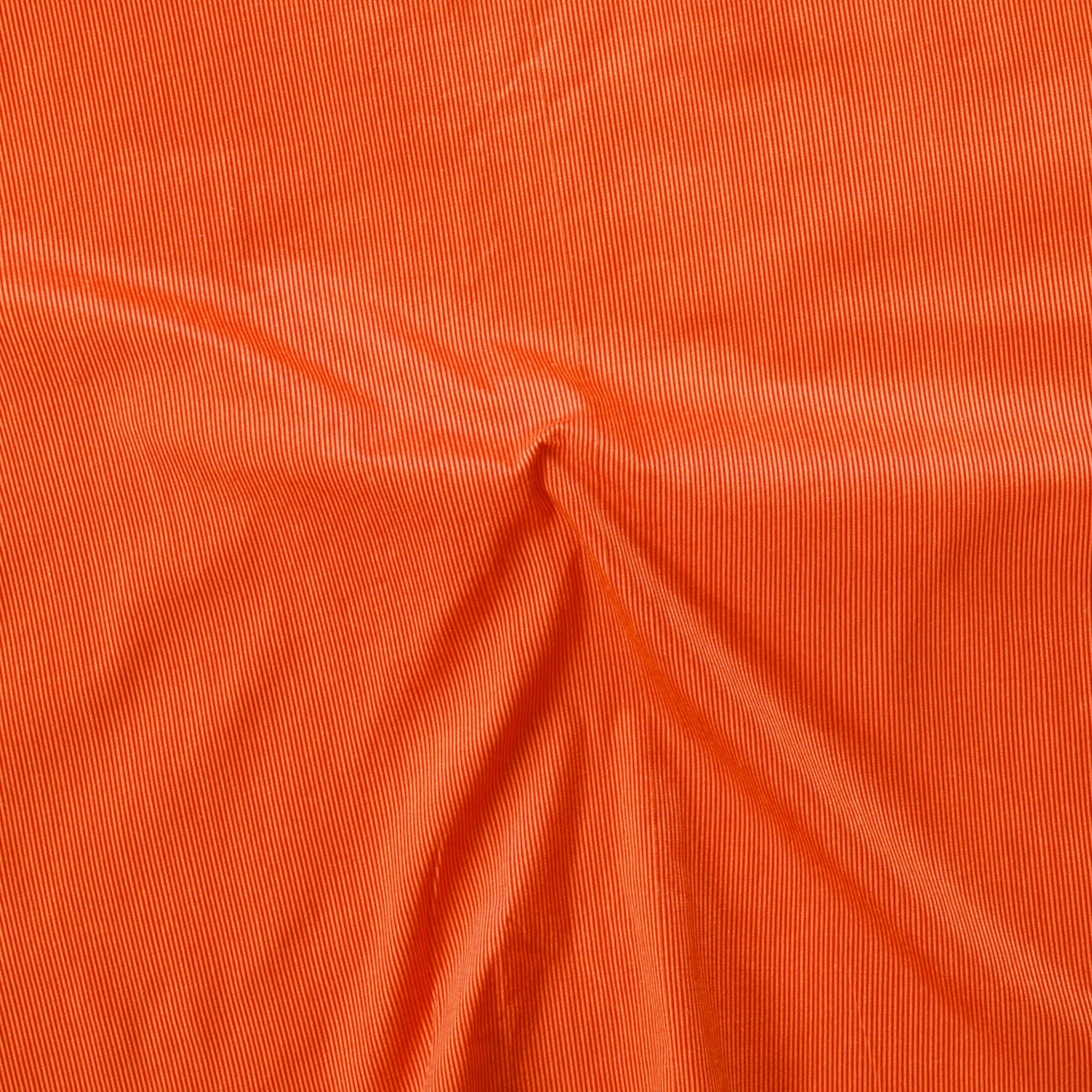 Pure Cotton Ink Orange With Red Fine Stripes Fabric – Sanskruti