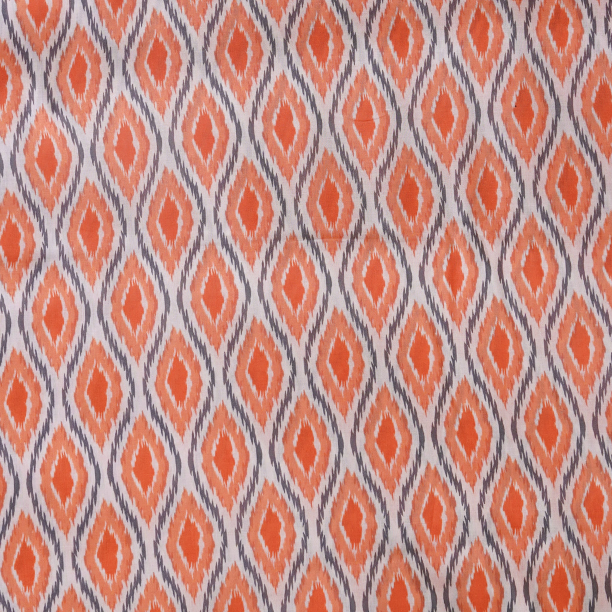 Pure Cotton Mul Digital Print White With Orange Intricate Design Fabri ...