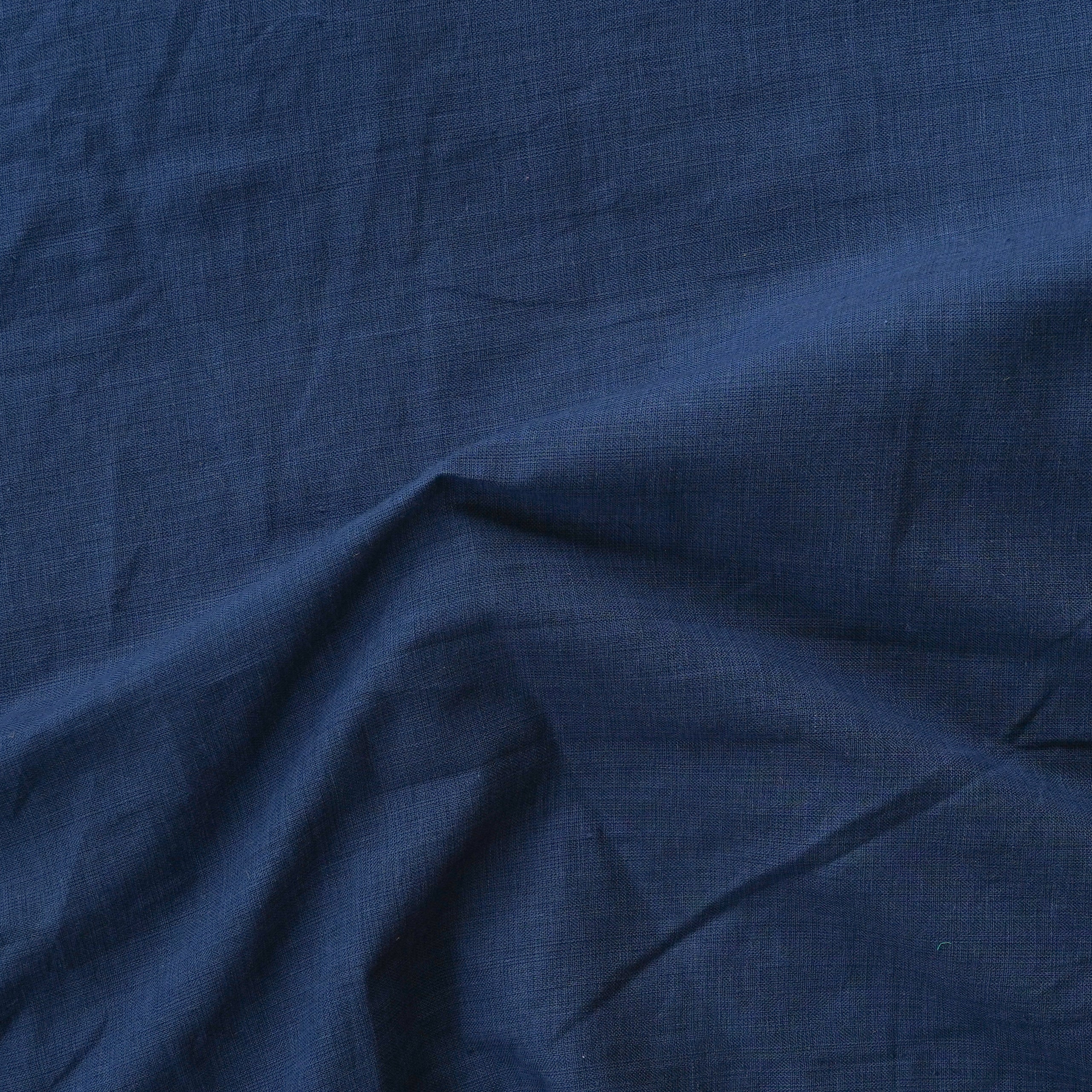 Pure Cotton Handloom Plain Textured Blue Fabric – Sanskruti