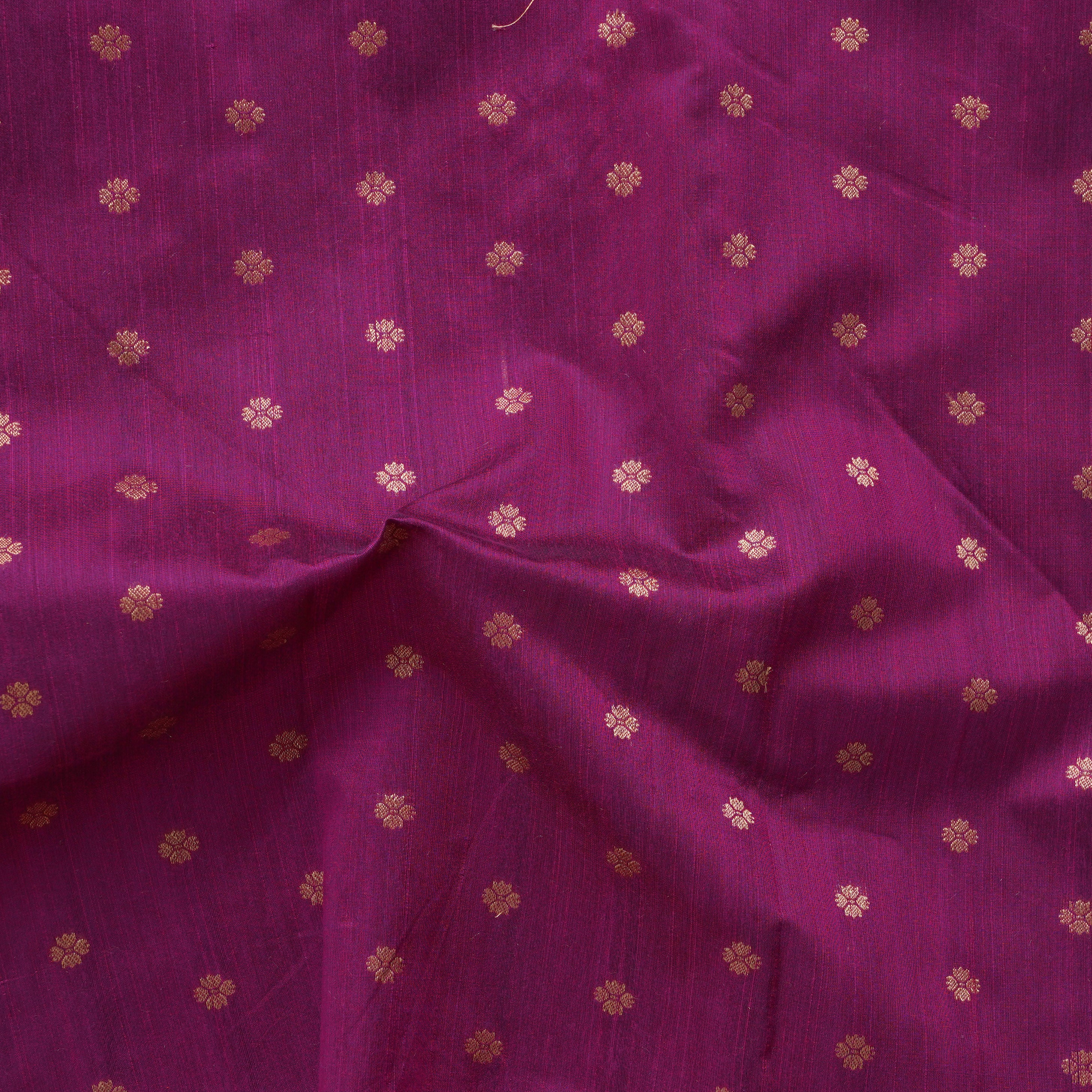 Cotton Silk Brocade Magenta With Golden Flower Butti Fabric – Sanskruti