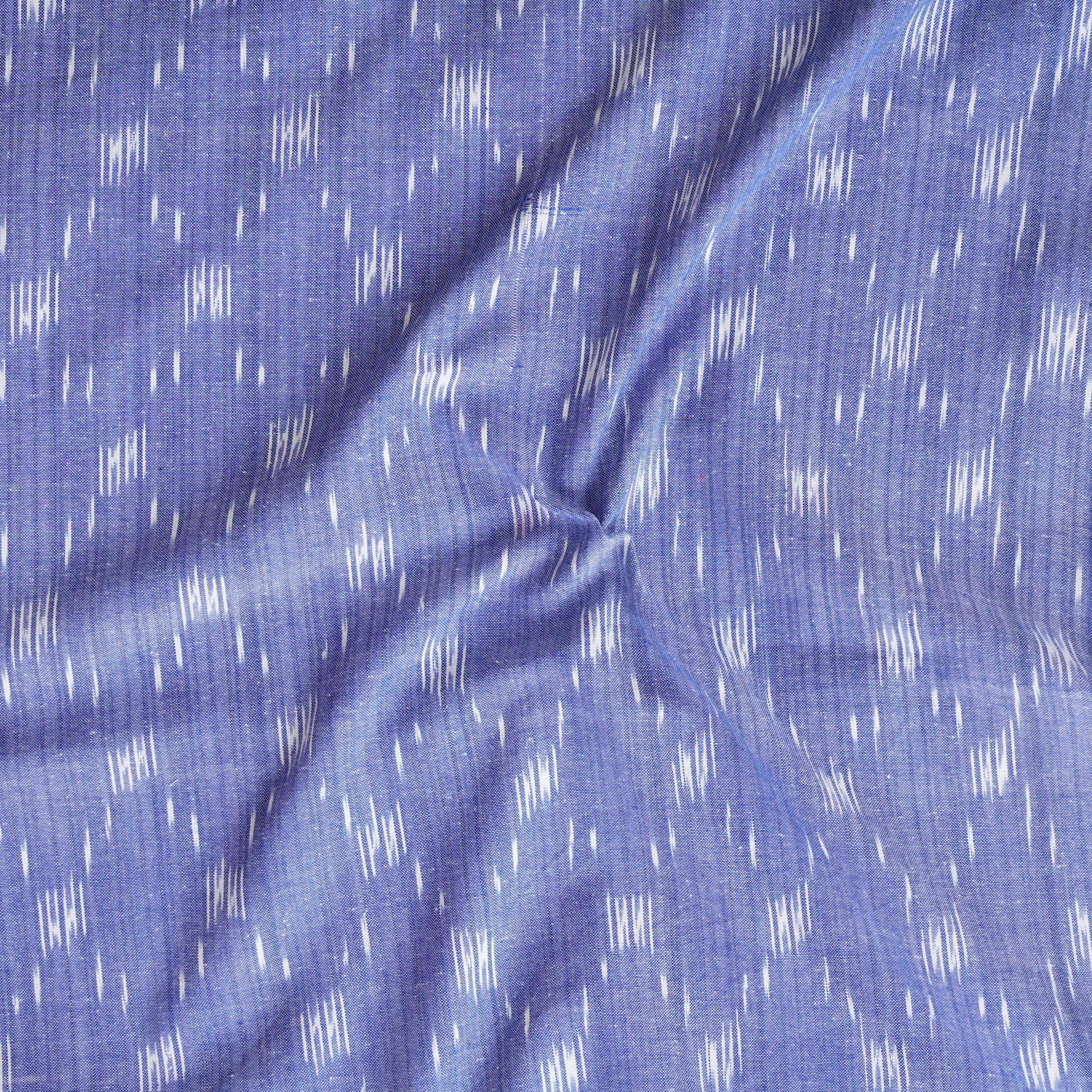 Pure Cotton Ikkat Powder Blue With White Pattern Woven Fabric – Sanskruti